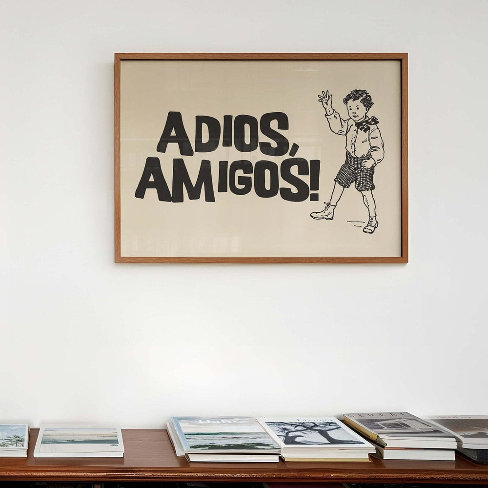 Adios Amigos Vintage Poster: Trendy Spanish Wall Art UNFRAMED PAPER ...