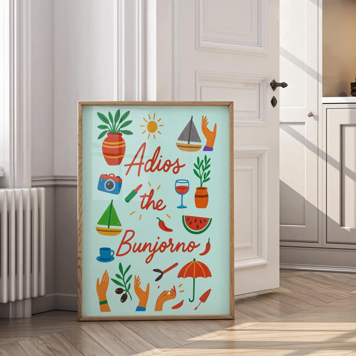 Adios The Bunjorno Colorful Travel Spanish Italian Or Poster Unframed ...