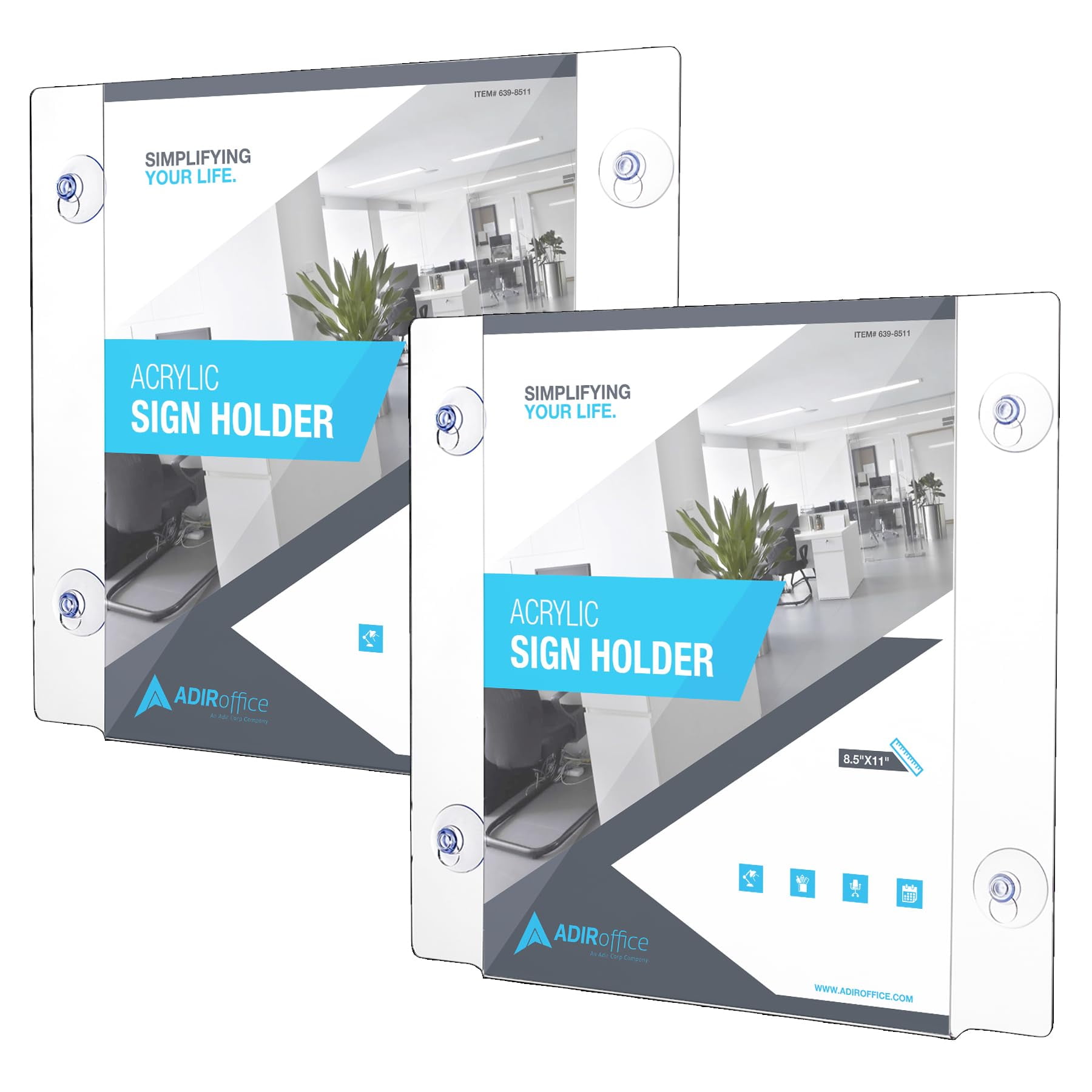 Adir Acrylic Sign Holder – Window Sign Holder with Suction Cups for ...