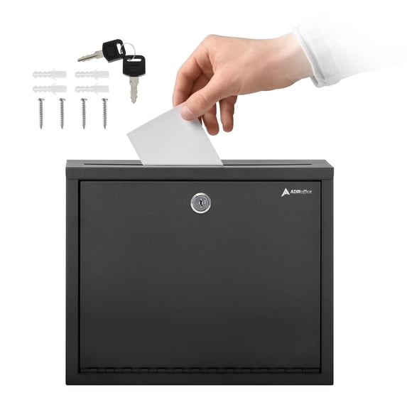 Adir Metal Suggestion Box with Lock, 3x10x12 Inch Wall Mount - Walmart.com