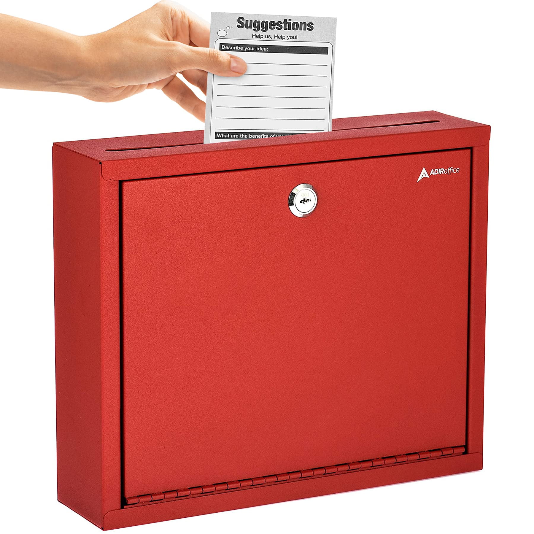 Adir Metal Suggestion Box with Lock and Slot, Wall Mount Deposit Box ...