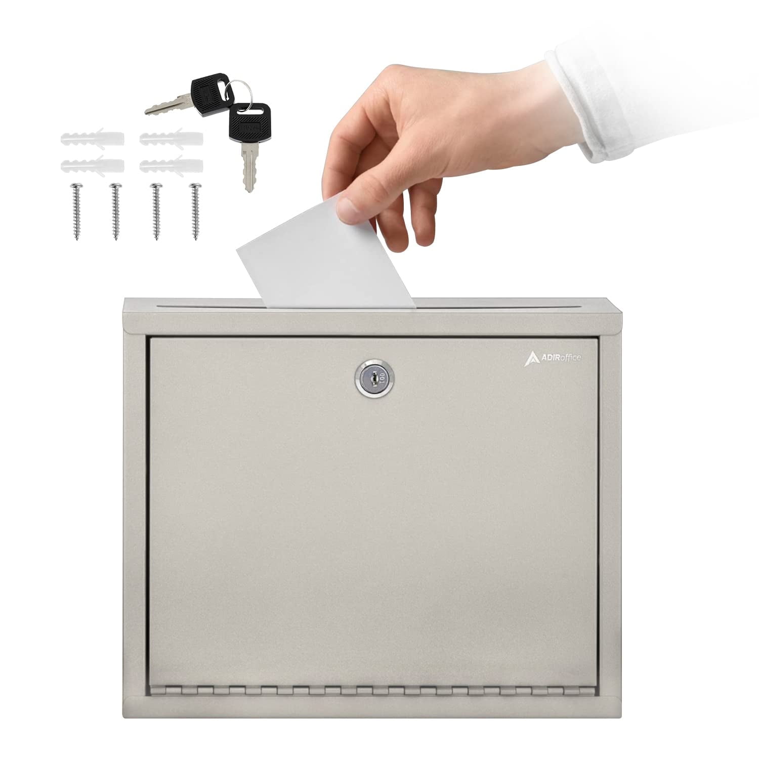 Adir, Metal Suggestion Box with Lock and Slot, 3x10x12 Inch, Beige ...