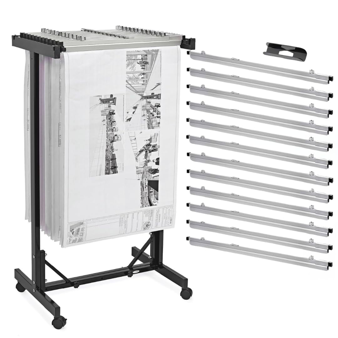 Adir Mobile Blueprint Storage Rack - Adjustable Mobile Blueprint Holder ...