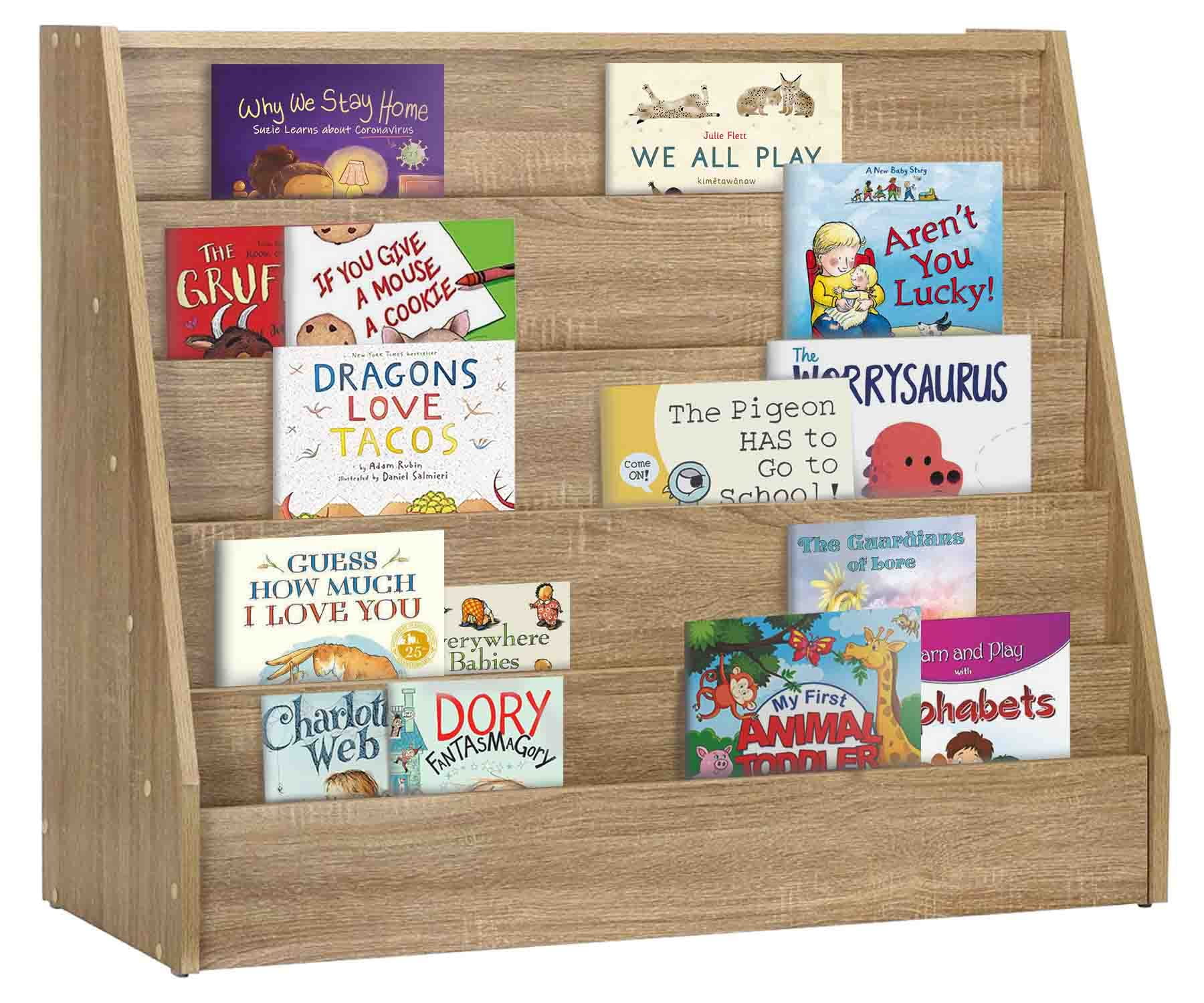 AdirKids Bookshelf For Kids - Book Display Stand - Wooden Kids Book ...