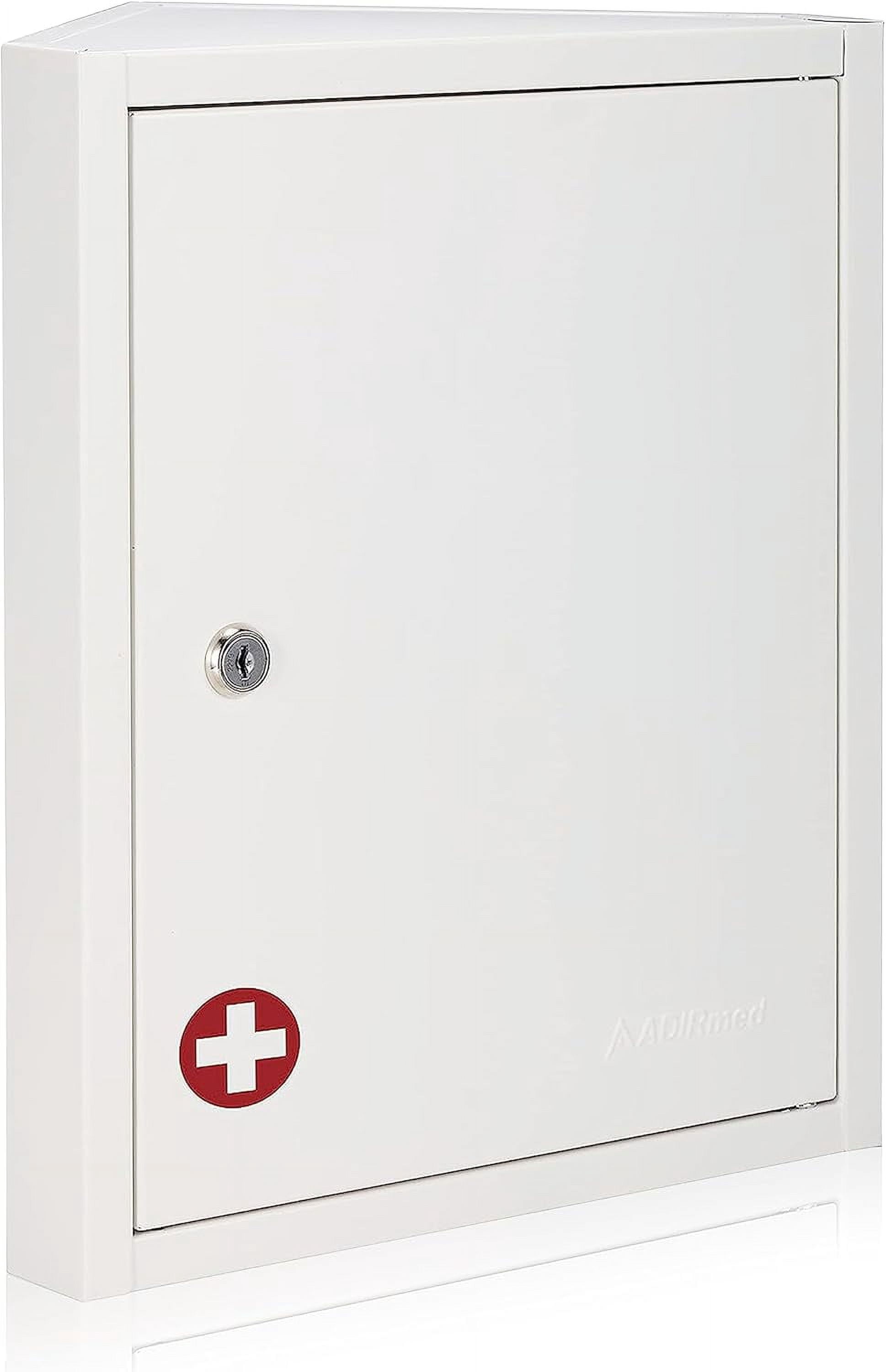 AdirMed Locking Corner Medicine Cabinet, Wall Mounted First Aid Corner ...
