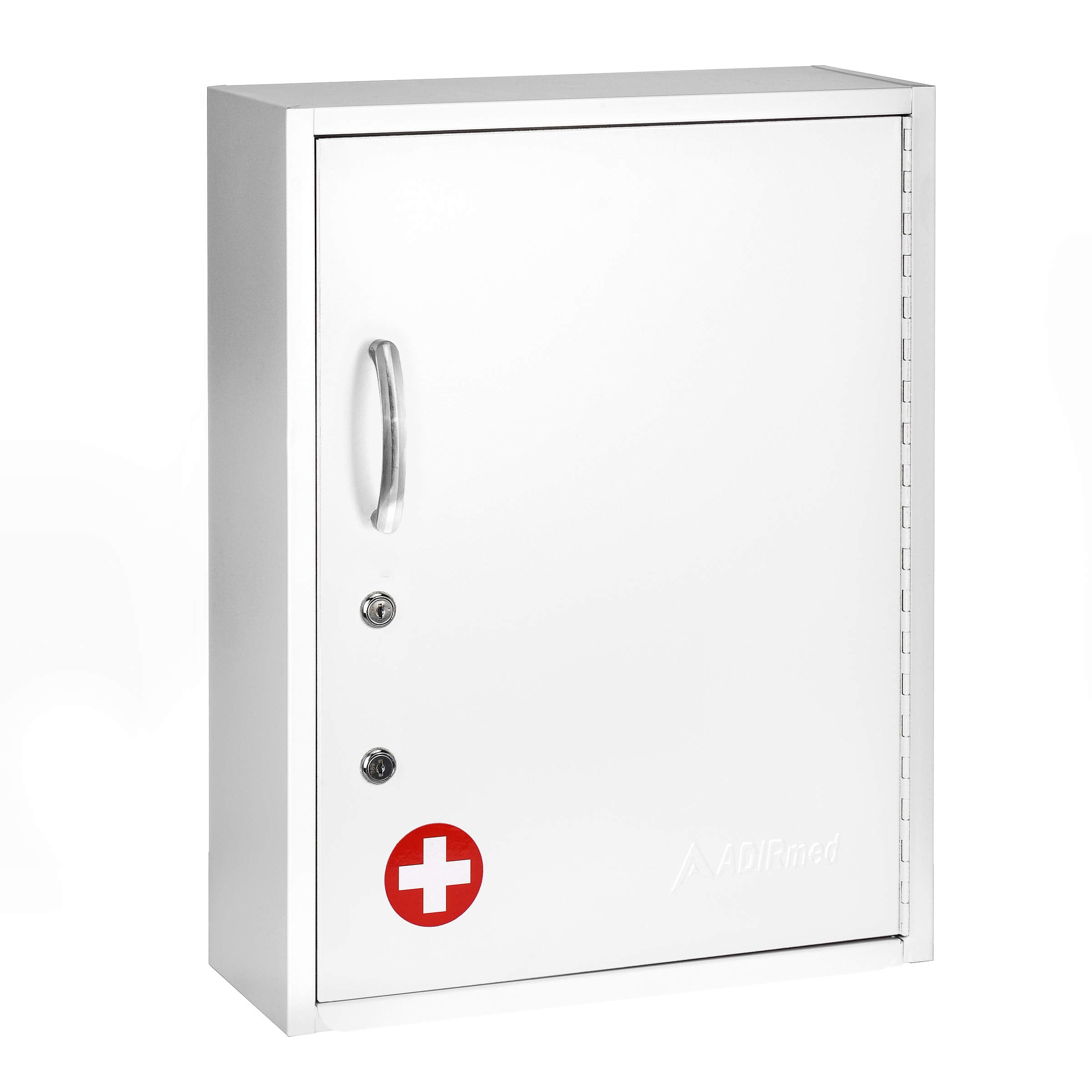 AdirMed White Locking Medication Cabinet with Document Pocket, Metal ...
