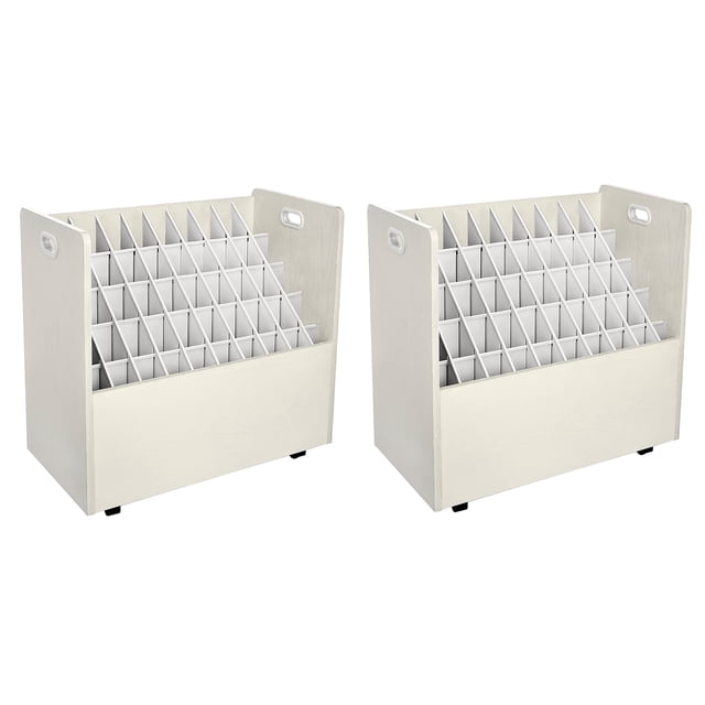 AdirOffice 50-Slot Roll File Cabinet Mobile Files for Large Roll White ...