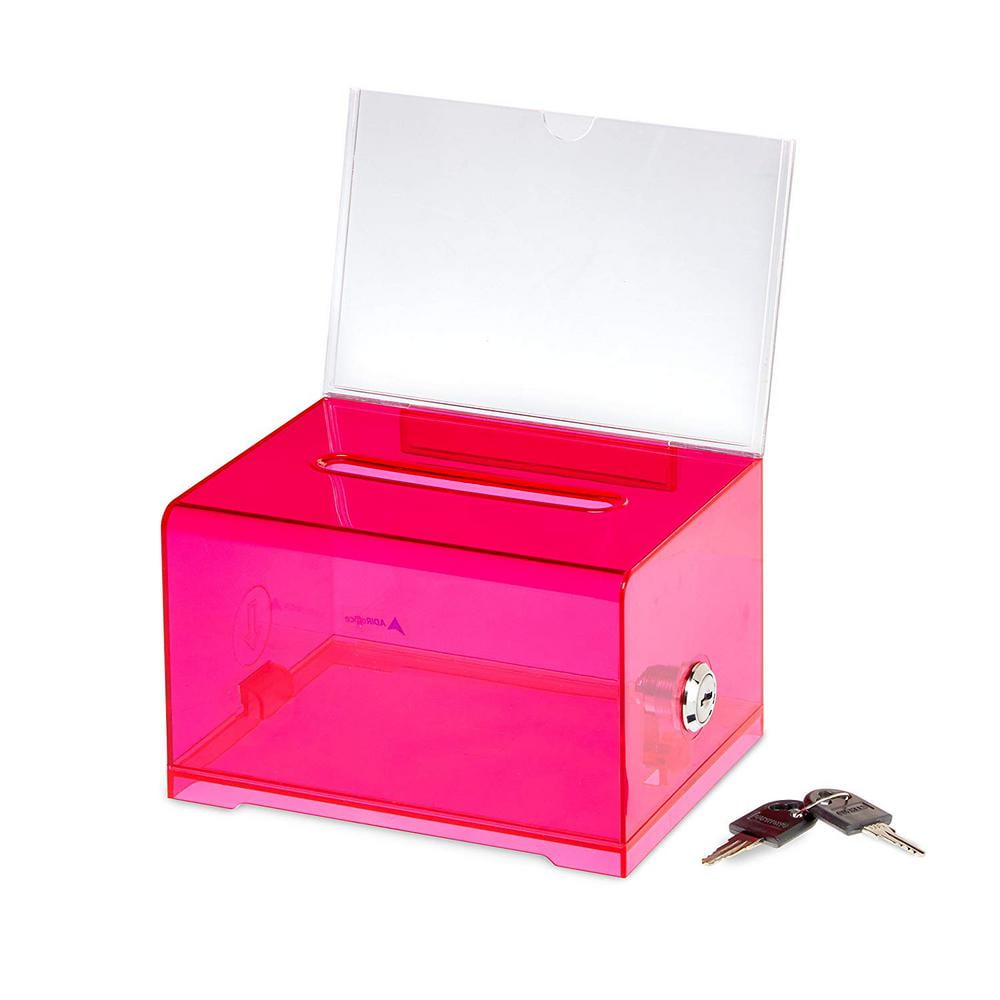 AdirOffice Acrylic Locking Suggestion Box, Crystal Red - Walmart.com