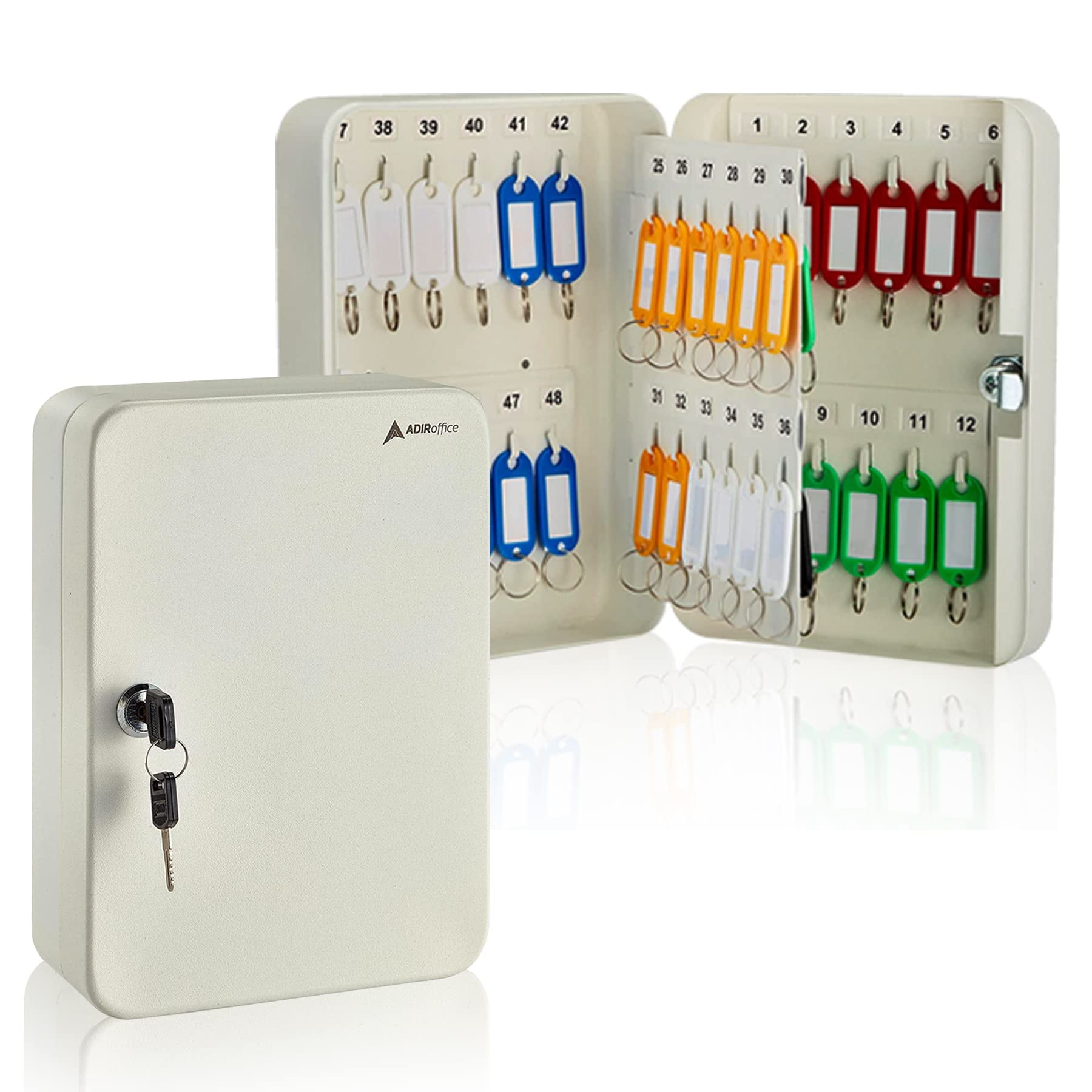 AdirOffice Key Lock Box – 48 Key Hooks Wall Mounted Key Cabinet Lock ...