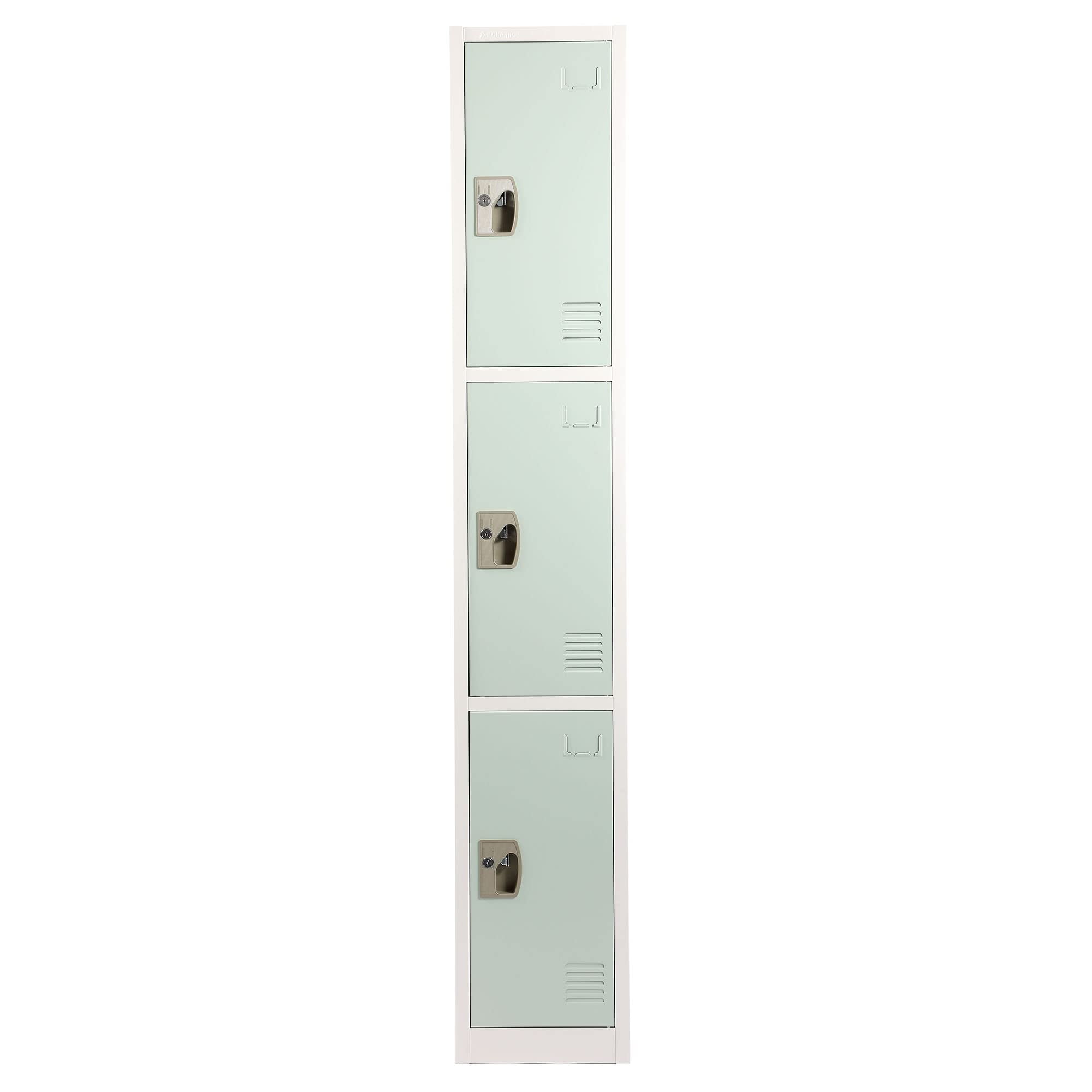 AdirOffice Large School Locker with 3 Doors 3 Hooks Storage Locker - Metal Storage Locker ...