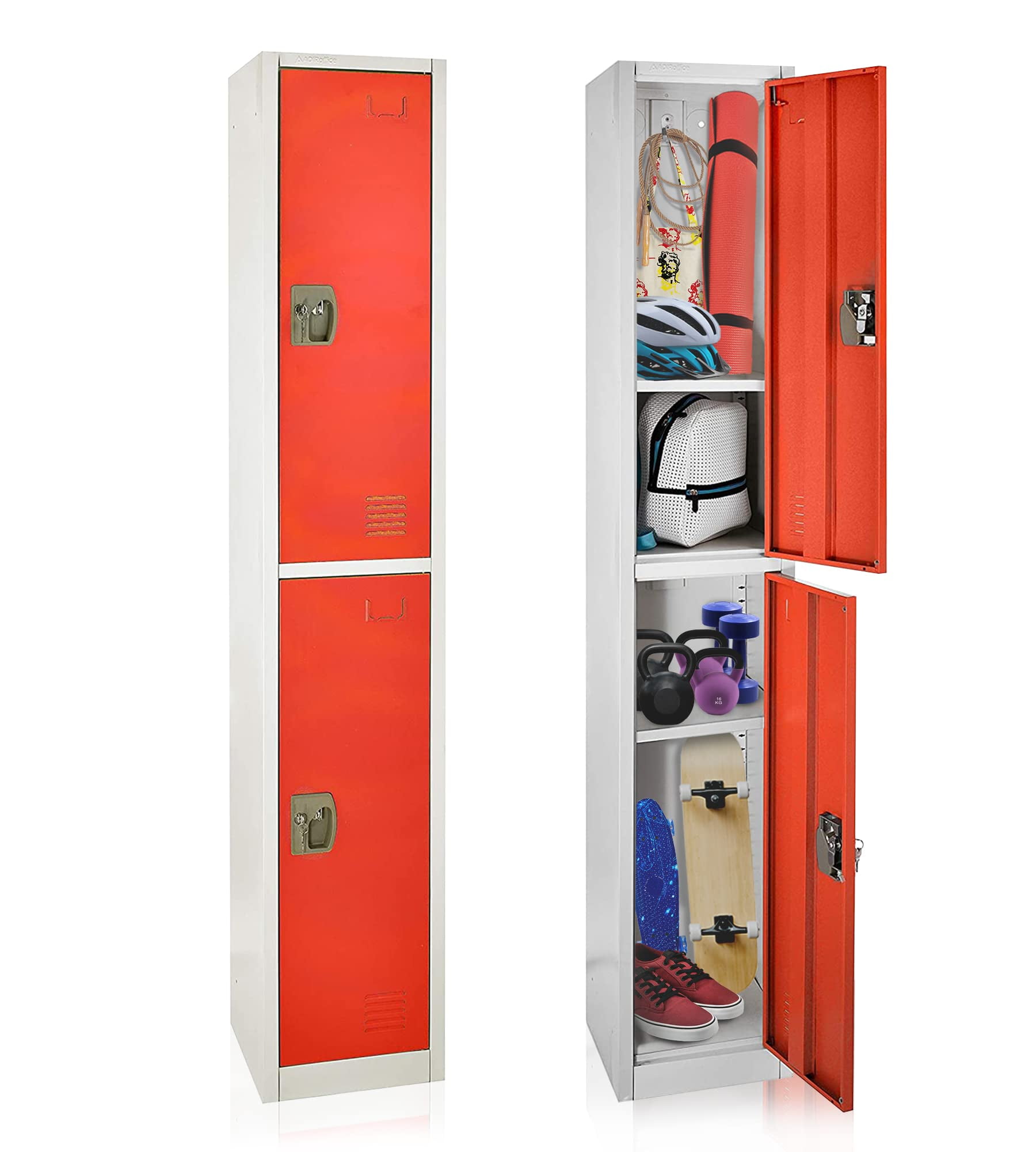 AdirOffice Large School Locker with 2 Doors 2 Hooks Storage Locker for ...