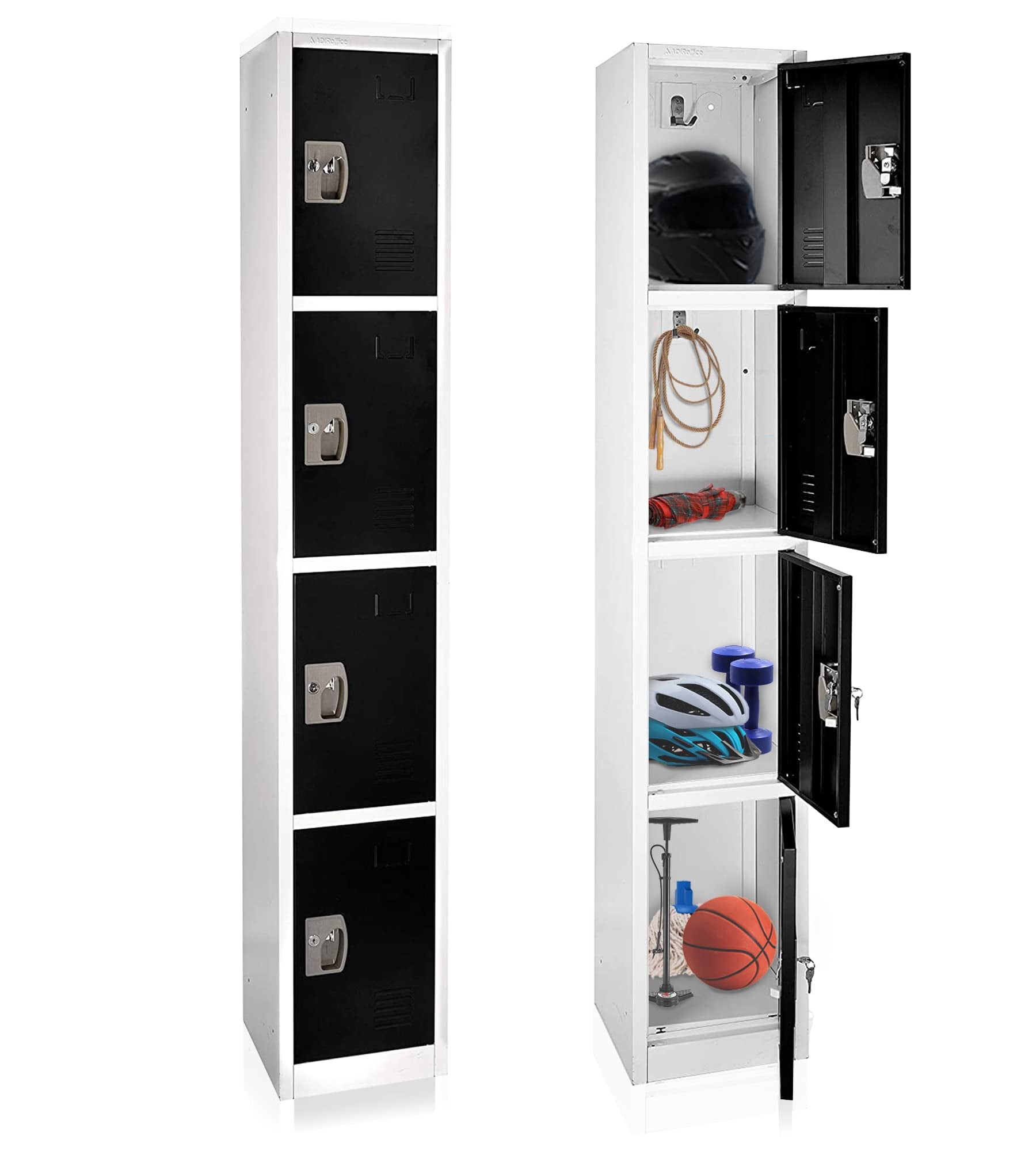 AdirOffice Large School Locker with 4 Doors 4 Hooks Storage Locker for ...