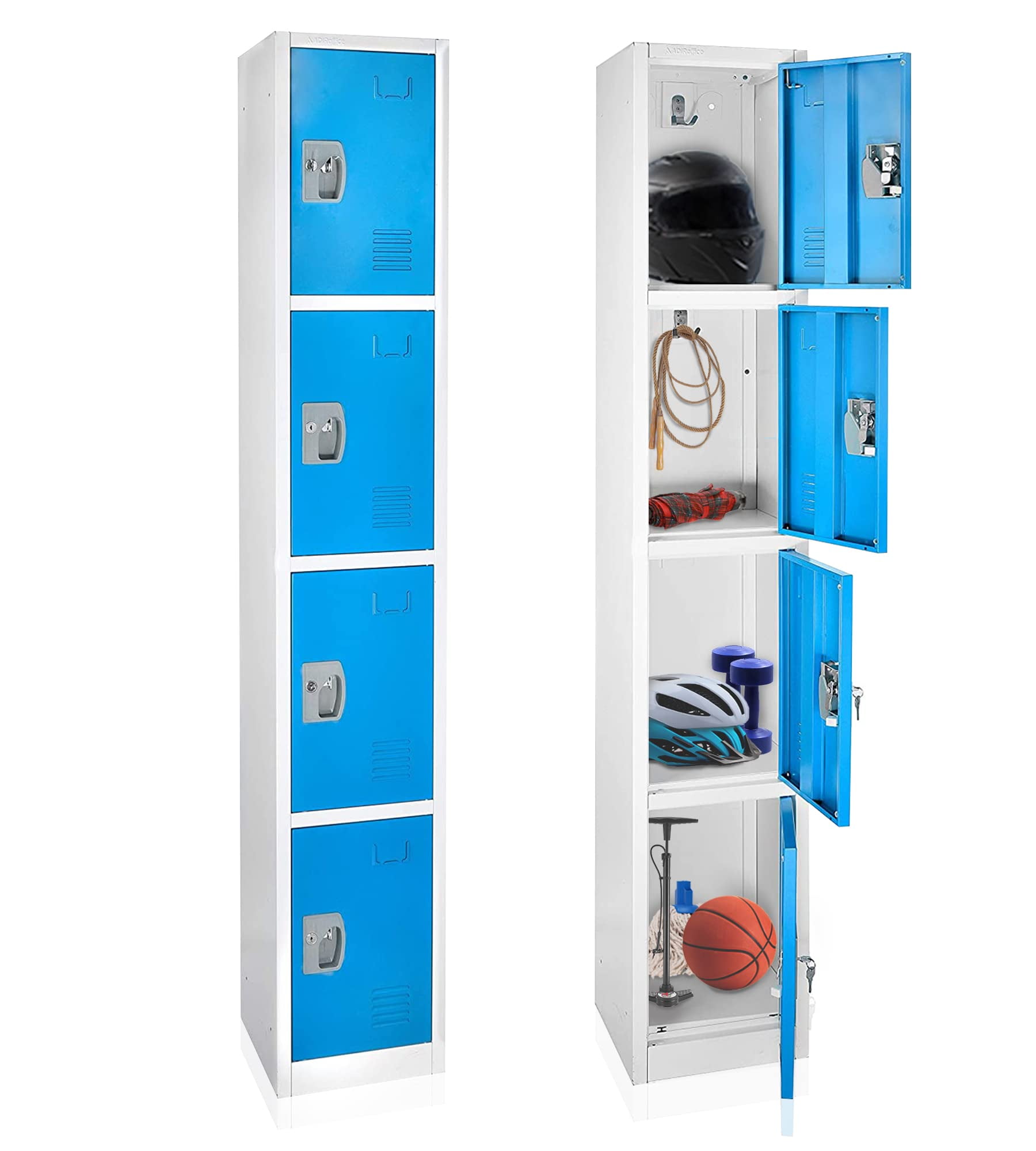 AdirOffice Large School Locker with 4 Doors 4 Hooks Storage Locker for ...