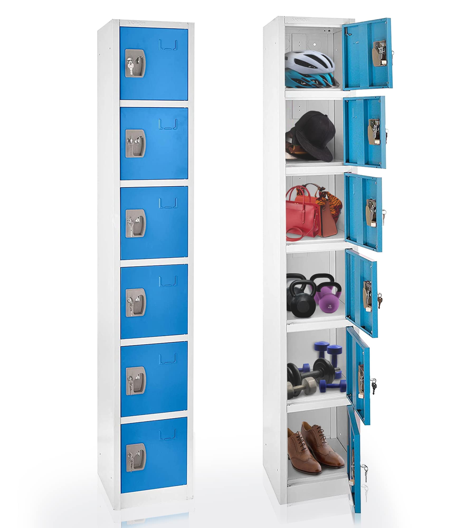AdirOffice Large School Locker with 6 Doors 6 Hooks Storage Locker for ...