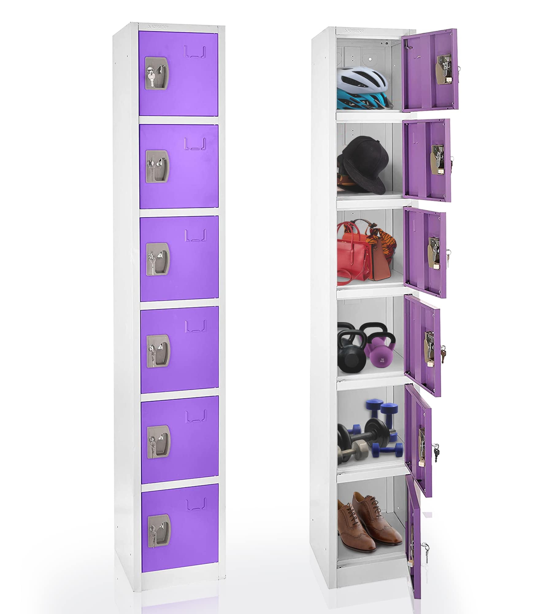 AdirOffice Large School Locker with 6 Doors 6 Hooks Storage Locker for ...