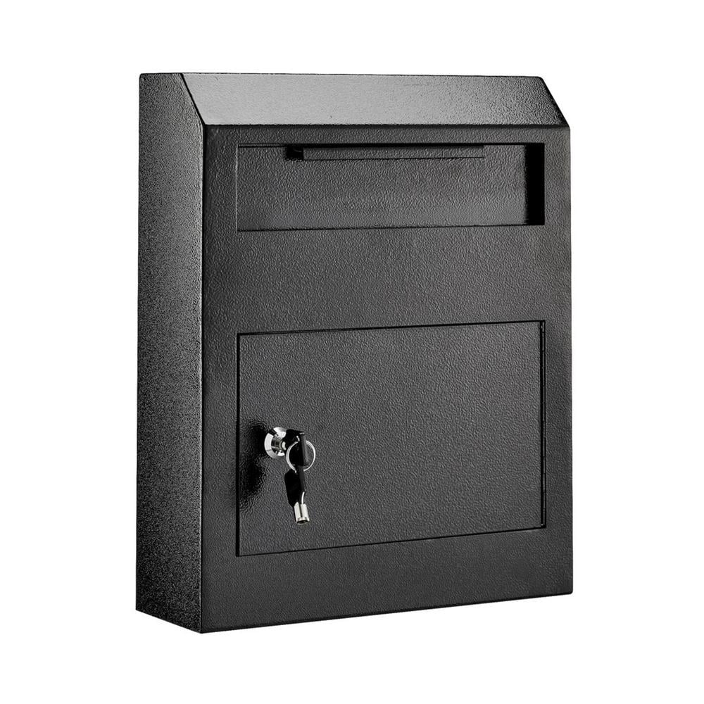 AdirOffice Steel Wall-Mountable Safe Mail/Drop Box W/Lock, Black ...