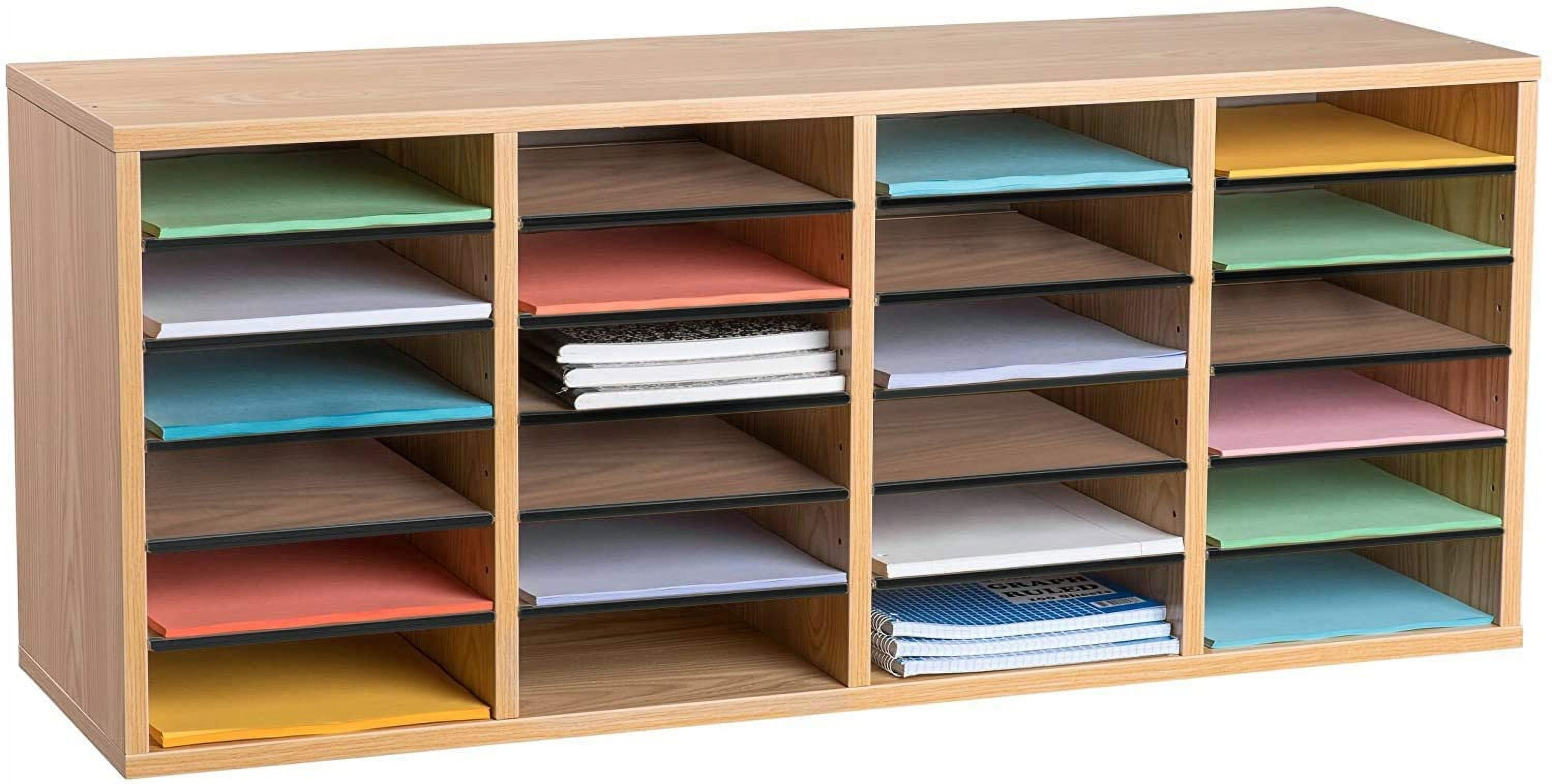 AdirOffice Wooden Adjustable Literature Organizer, 24 Compartment ...