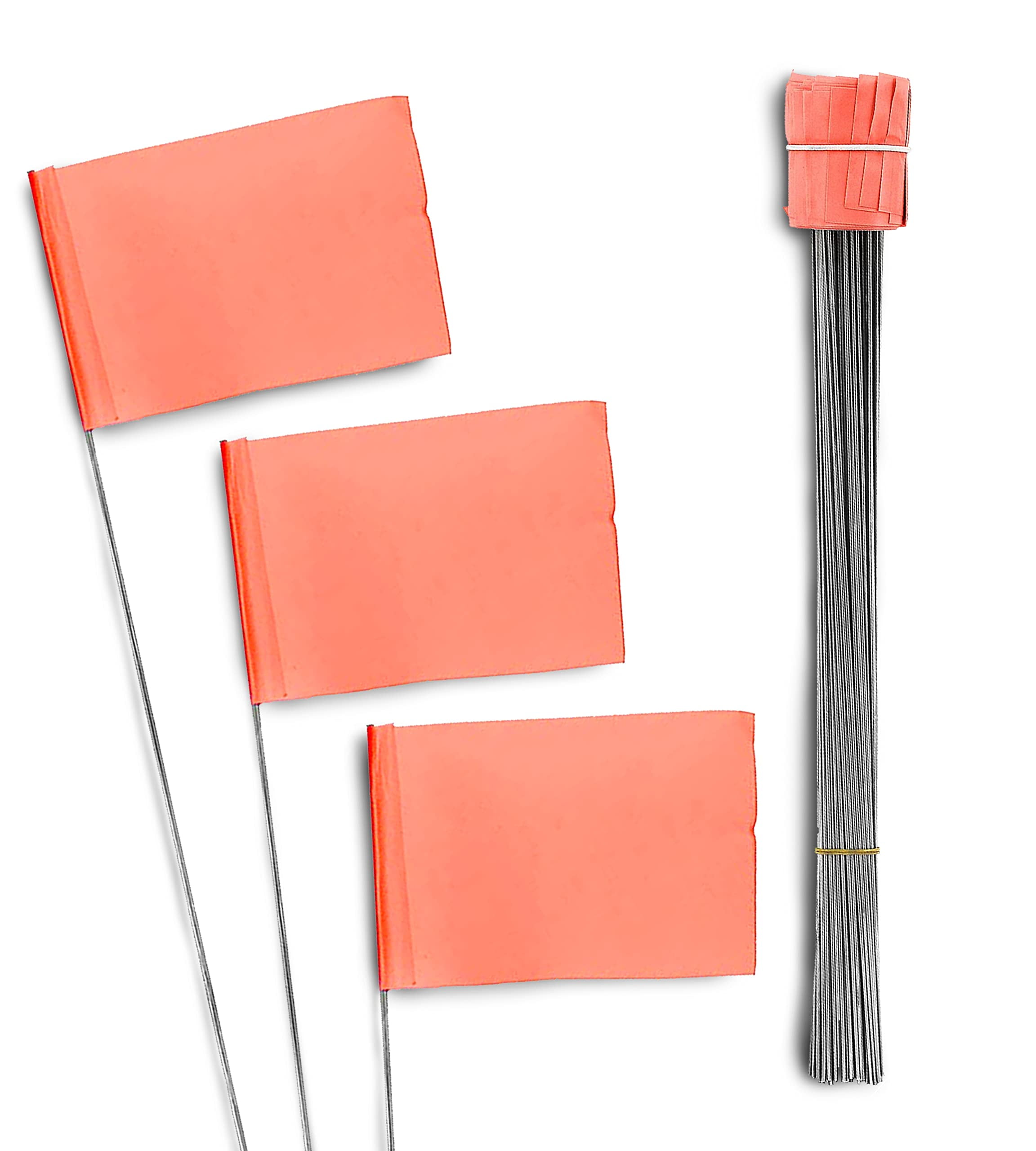 AdirPro 2''x3'' Stake Flags - 100 Pack Pet Boundary Flag -Marking ...