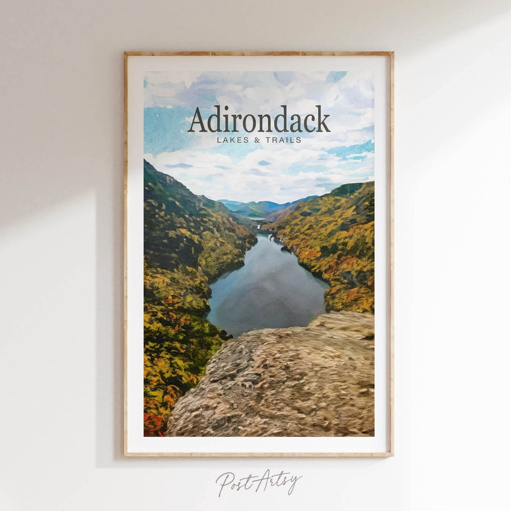 Adirondack Art Print Wall Decor Adirondack New York Travel Poster ...