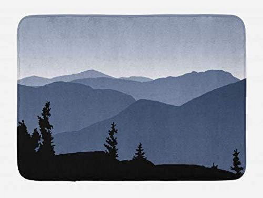 Adirondack Bath Mat, Wilderness Landscape Illustration Misty Mountain ...