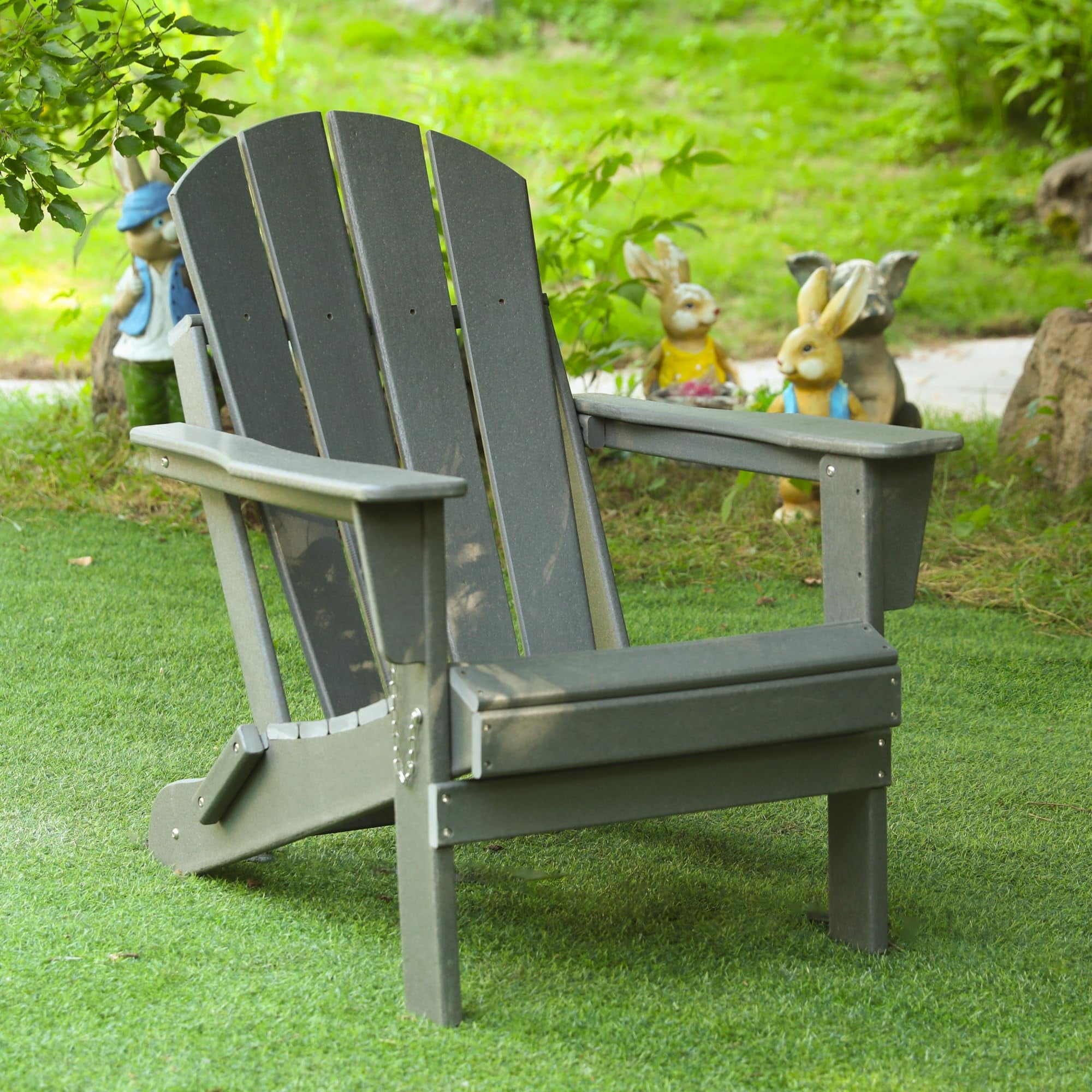 Adirondack Chair, Folding HDPE All-Weather Adirondack Chair with ...