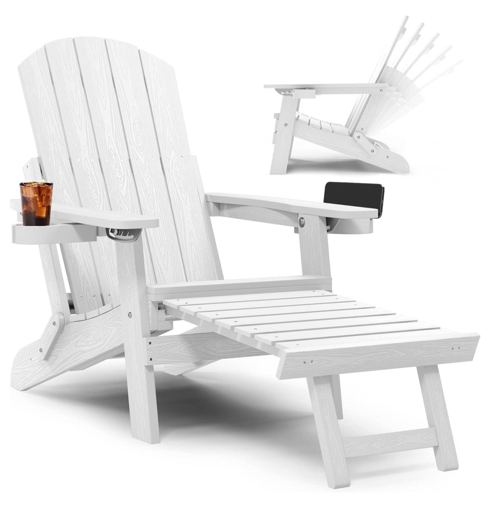 Adirondack Chair with Ottoman, Adjustable Backrest Adirondack Chairs ...