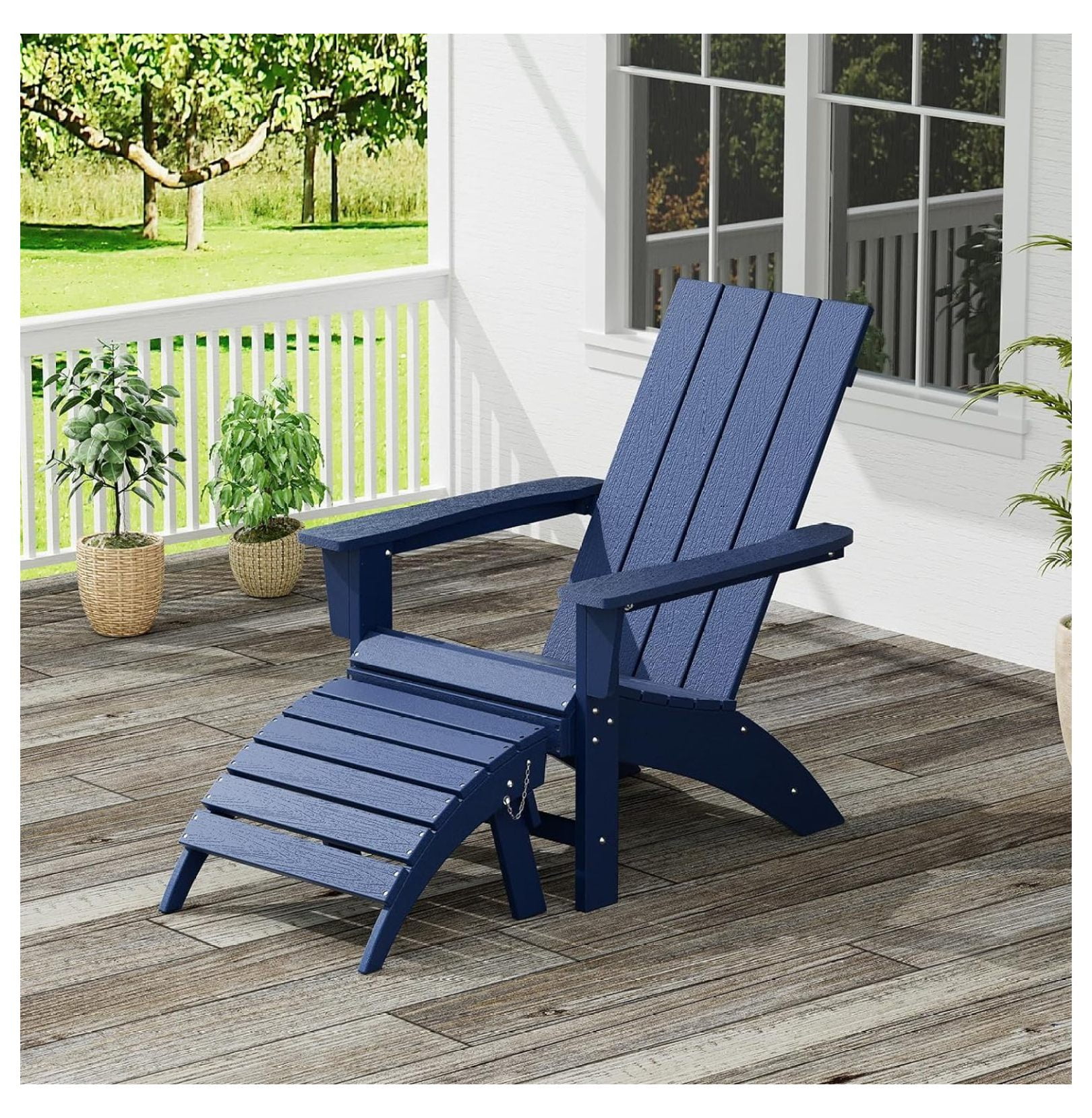 Adirondack Chair with Ottoman Weather Resistant Chairs with Footrest ...
