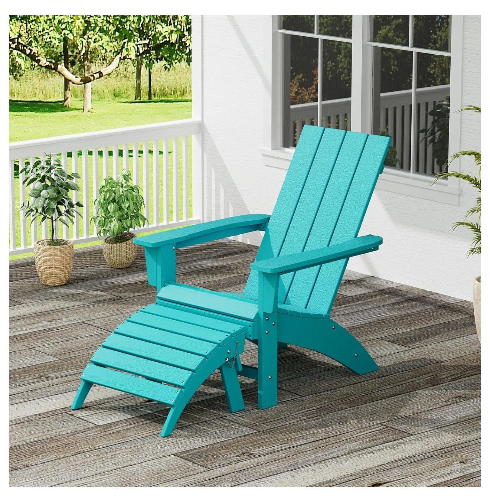 Adirondack Chair with Ottoman Weather Resistant Chairs with Footrest ...