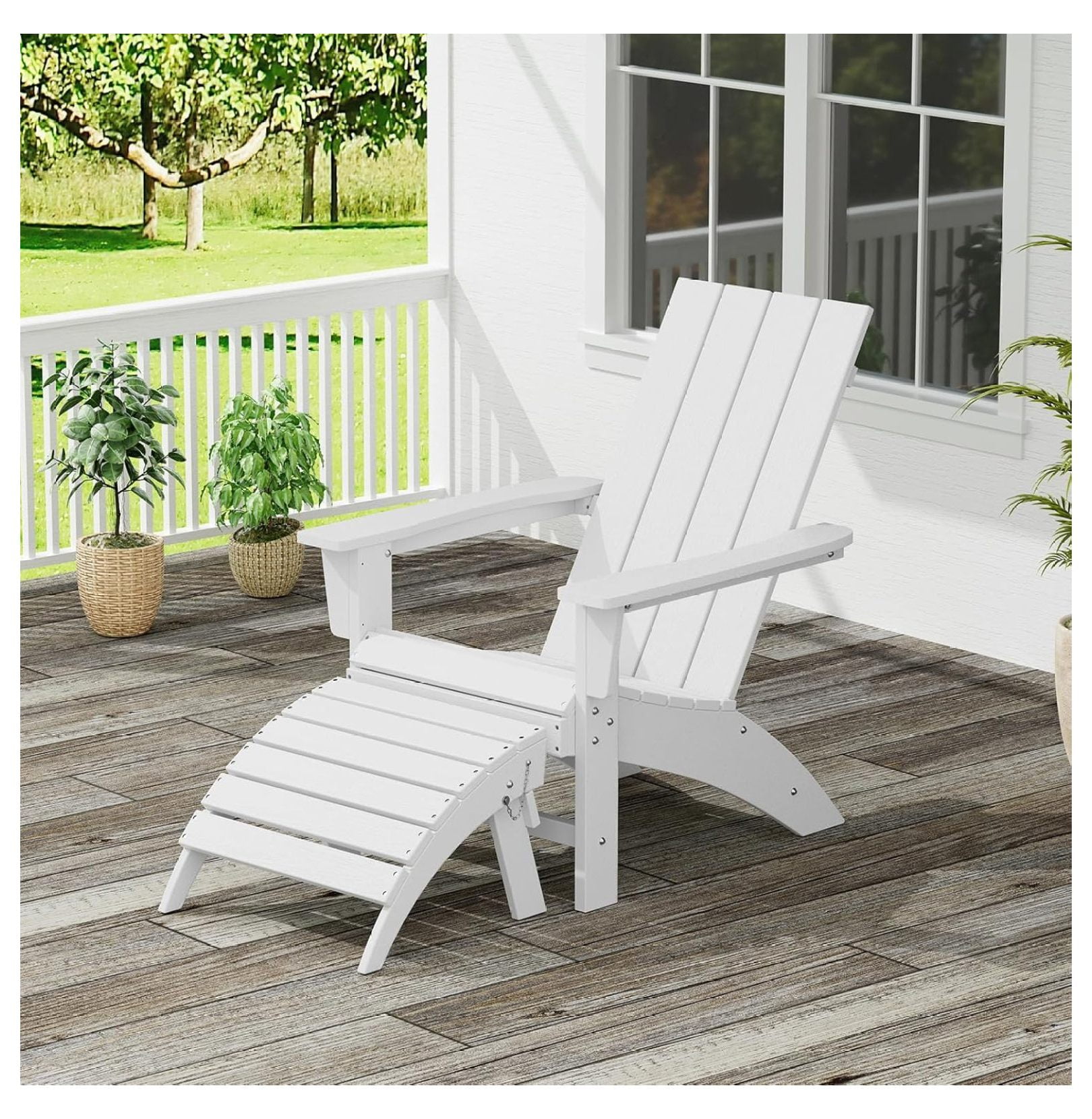Adirondack Chair with Ottoman Weather Resistant Chairs with Footrest ...