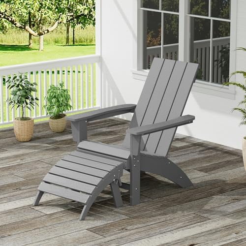 Adirondack Chair with Ottoman Weather Resistant Fire Pit Chairs with ...