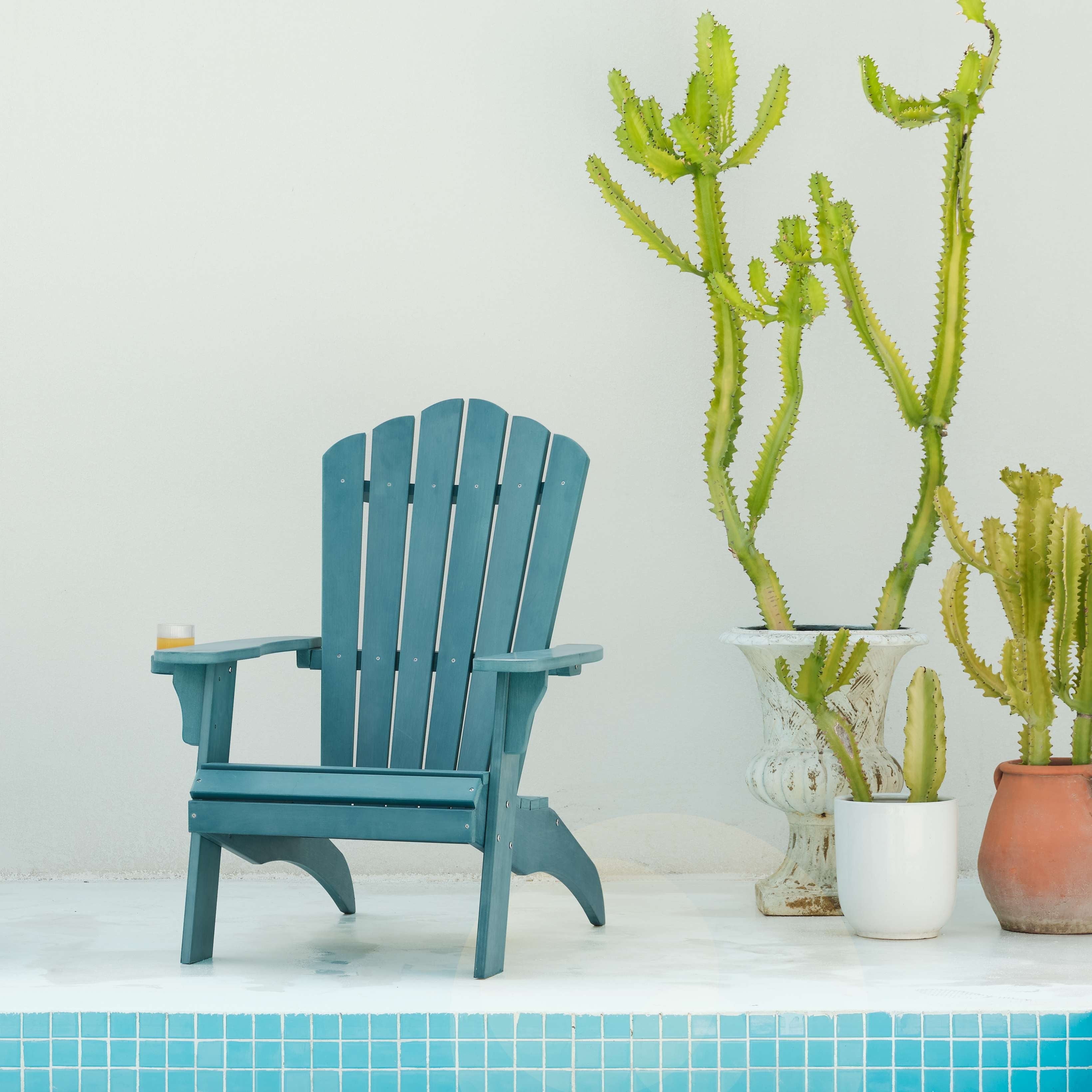 Adirondack Chair, Oversized Poly Lumber Fire Pit Chair with Cup Holder ...