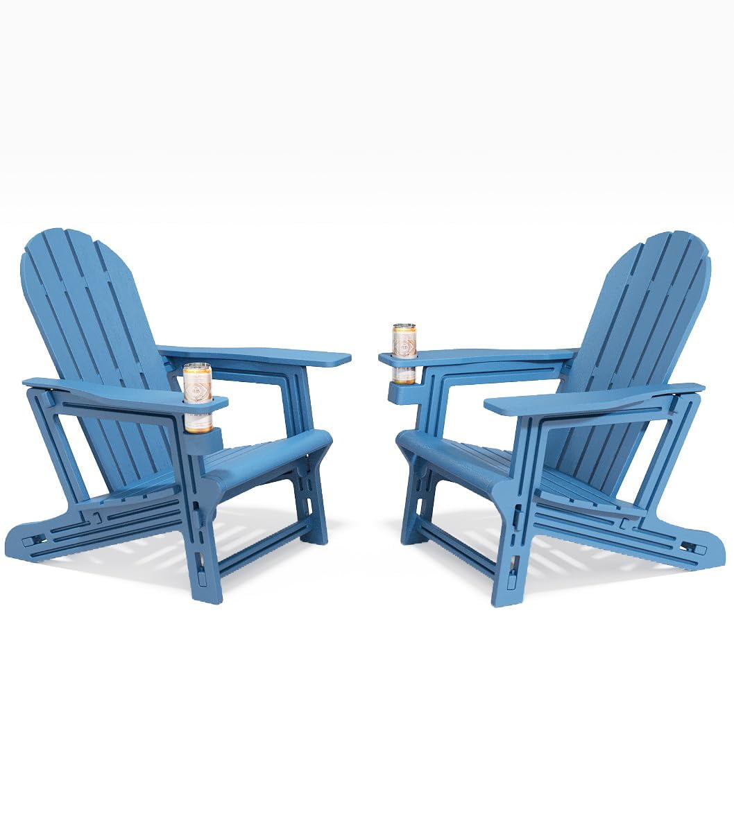 Adirondack Chairs Set of 2, Tool-Free Assembly All-Weather Plastic ...