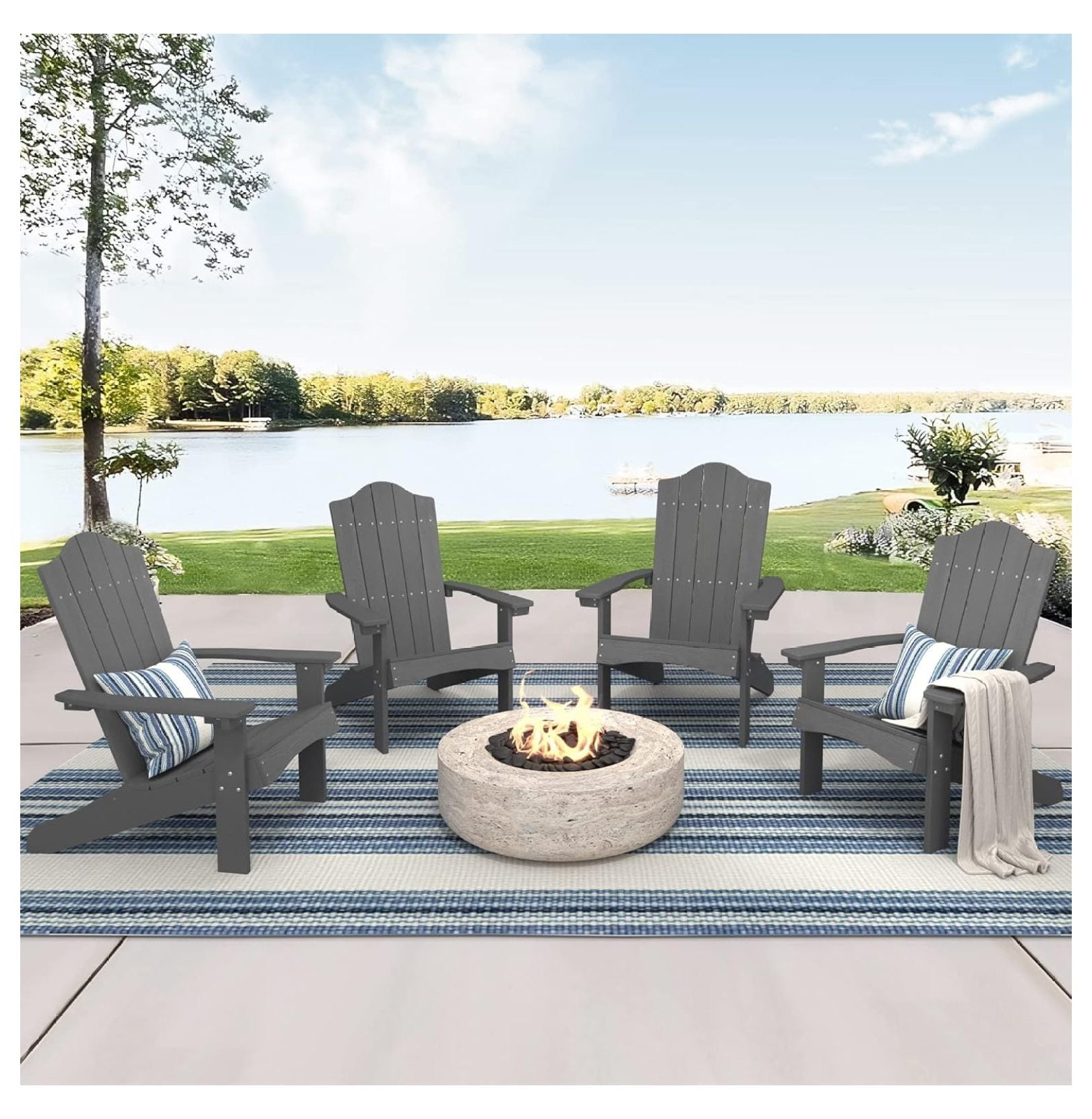 Adirondack Chairs Set of 4, Dark Gray Adirondack Chair, Modern Plastic ...