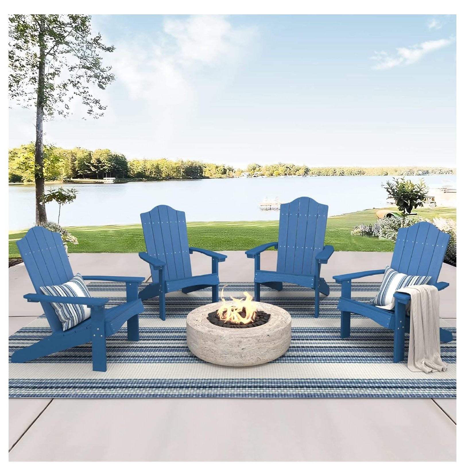 Adirondack Chairs Set of 4, Navy Blue Adirondack Chair, Modern Plastic ...