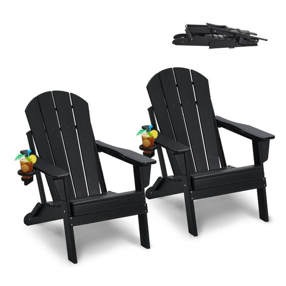 Adirondack Chairs Set of 2, Folding Plastic Patio Furniture, All ...