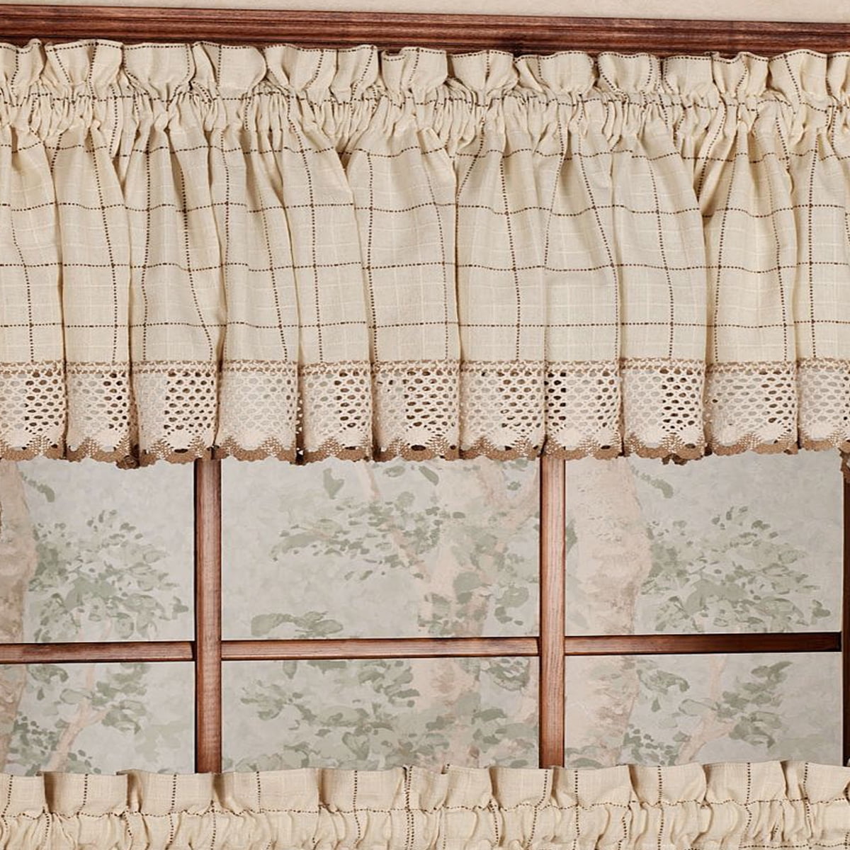 "Adirondack Toast 100% Cotton Valance Kitchen Window Curtains - 12"" x ...