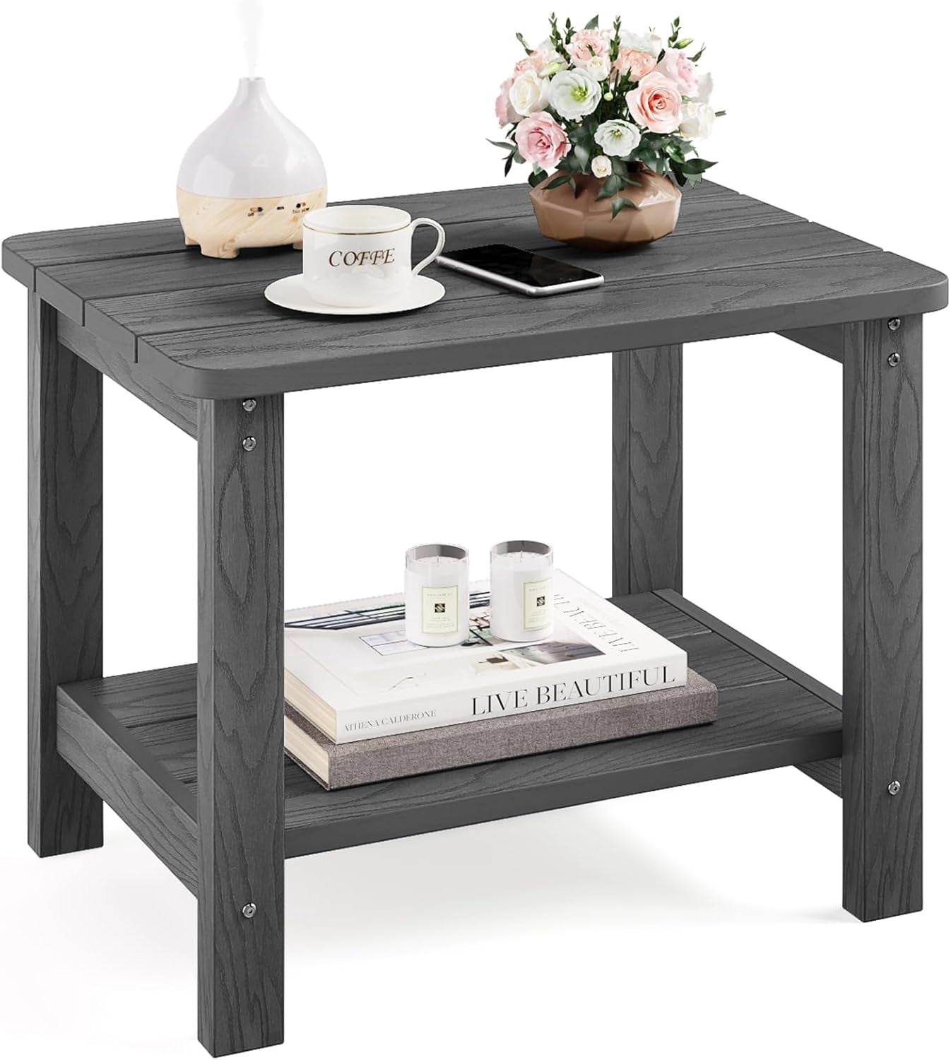 Adirondack Double Layer Side Table, Outdoor Patio Side Table, Weather ...