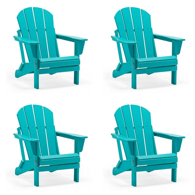 Adirondack Folding Chair Set of 4 PCS Outdoor Patio Chairs (Turquoise ...