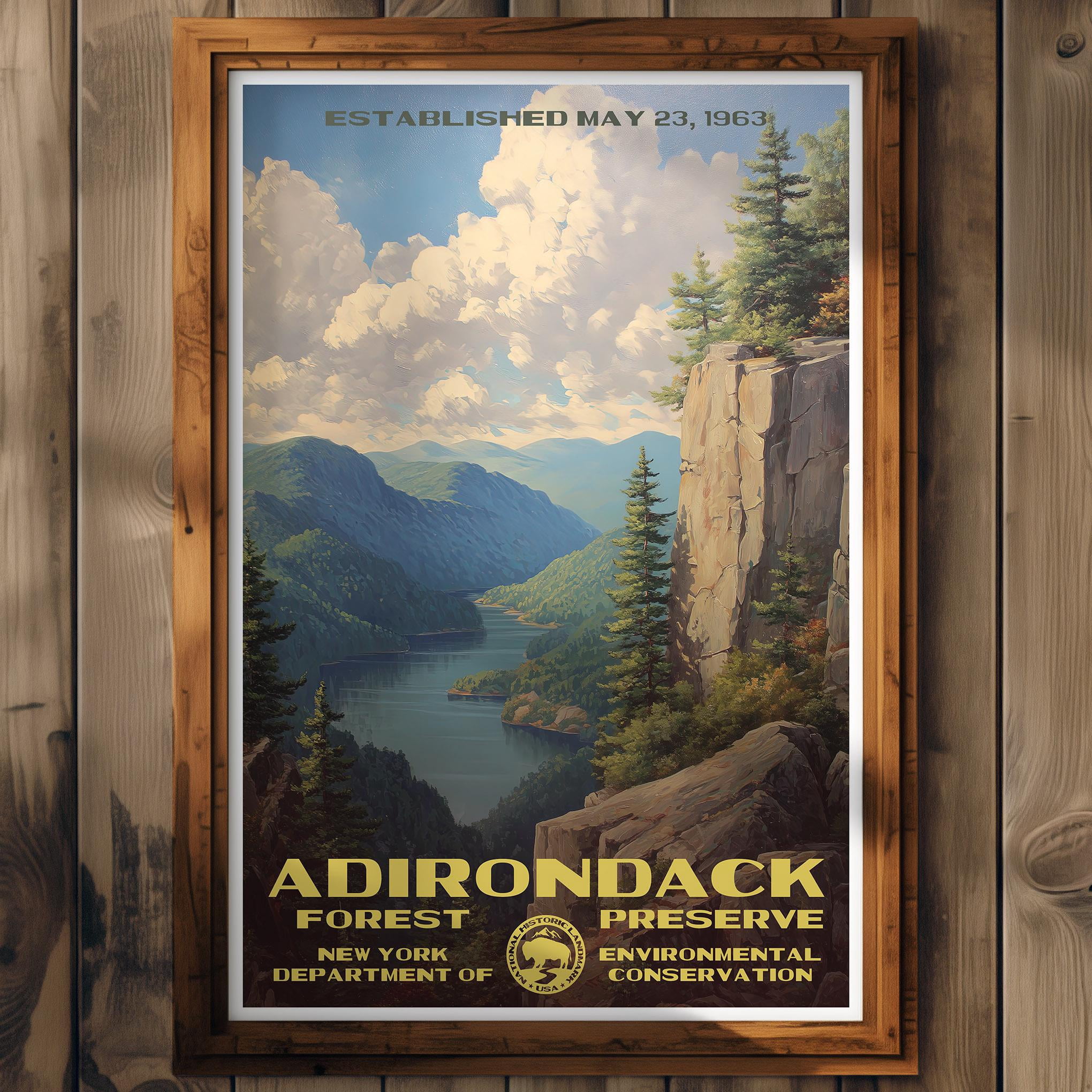 Adirondack Forest Preserve Park Poster Upstate New York Mountain Wall ...