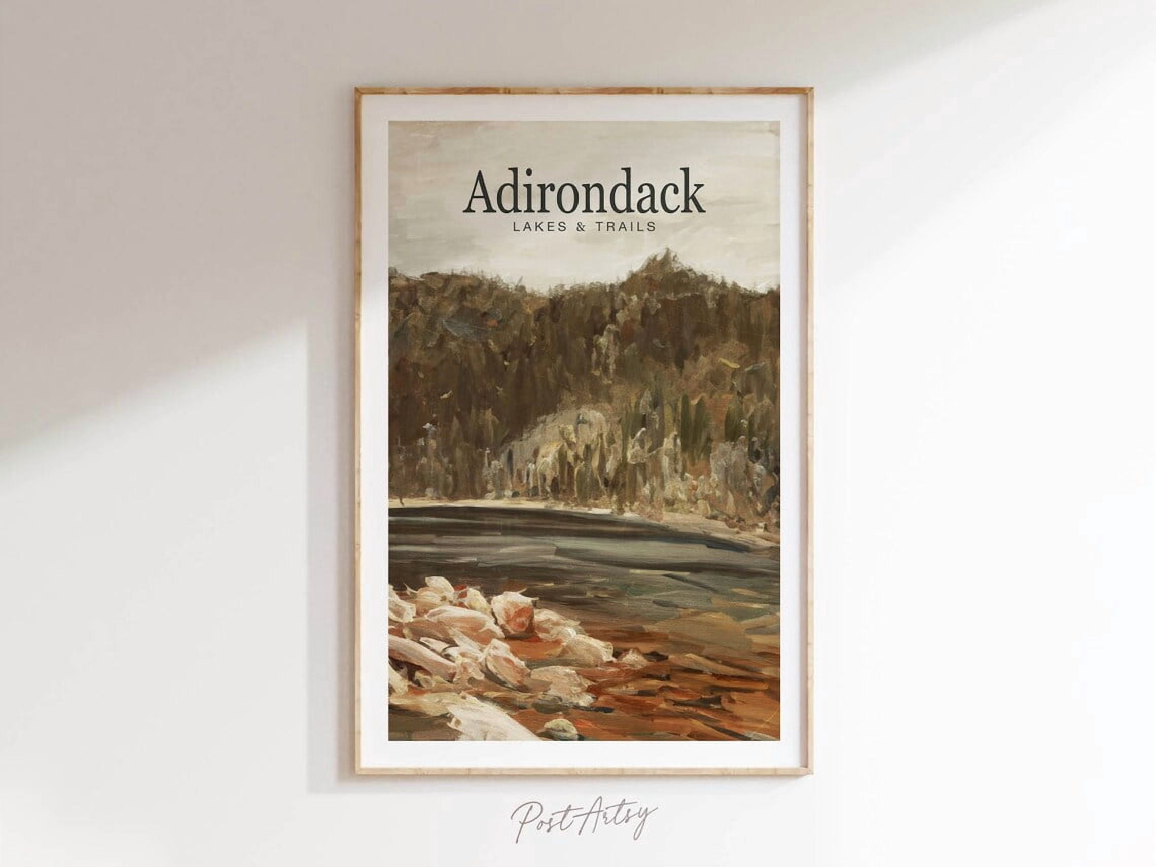 Adirondack Lakes Trails Poster Vintage Style Outdoor Decor, Unframed ...