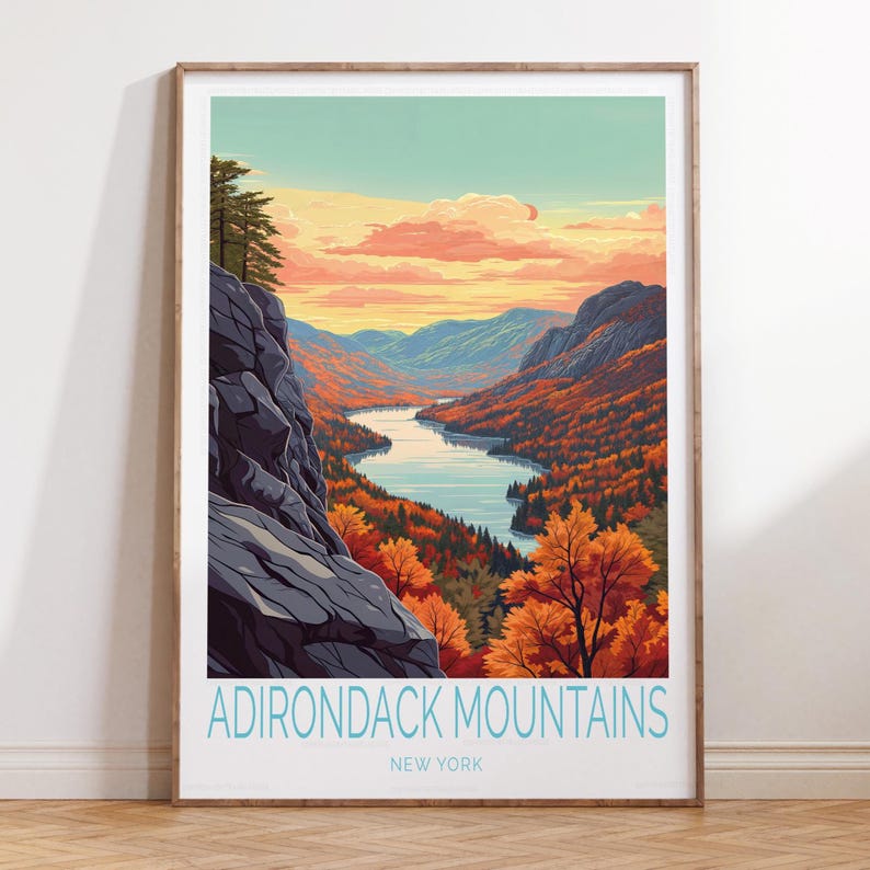 Adirondack Mountains NY Poster – Wall Art Print, Adirondack Birthday ...