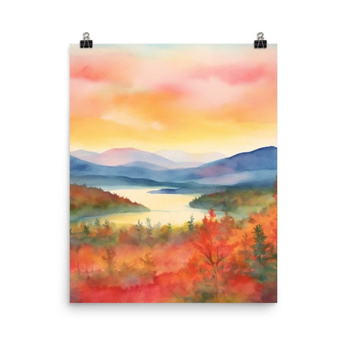 Adirondack Mountains Print, Fall Foliage Poster, Upstate New York Wall ...
