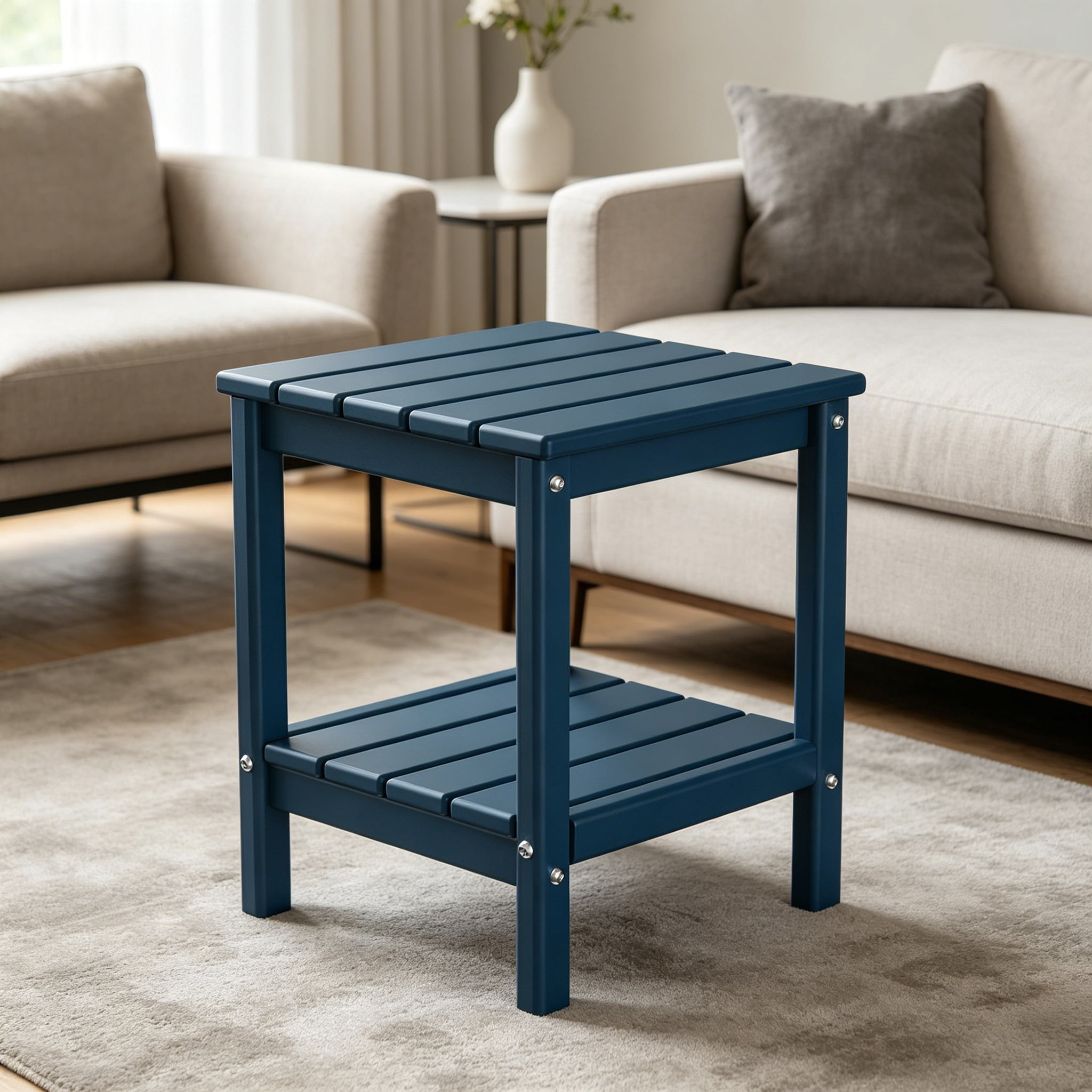 Adirondack Outdoor Side Table, 14" x 13", Plastic, All Weather, Blue ...