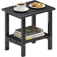 Adirondack Outdoor Side Table, 16" HDPE Patio Side Table with Shelf ...