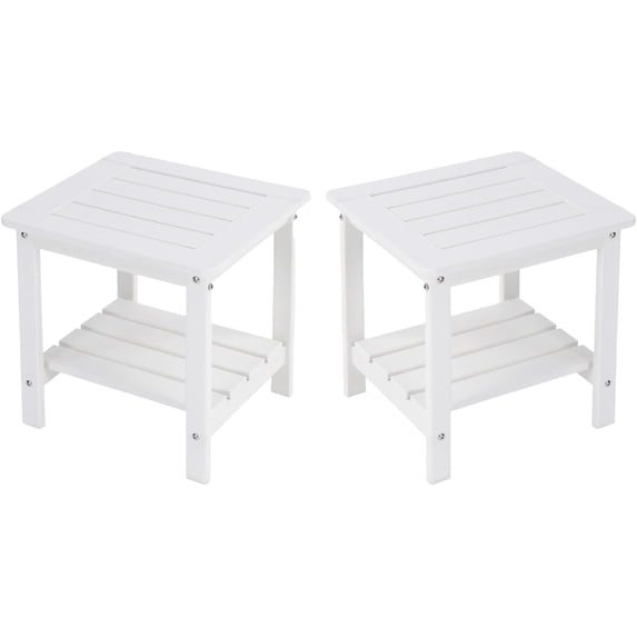 Adirondack Outdoor Side Table, 2-Tier HDPE Outdoor End Table, Weather ...