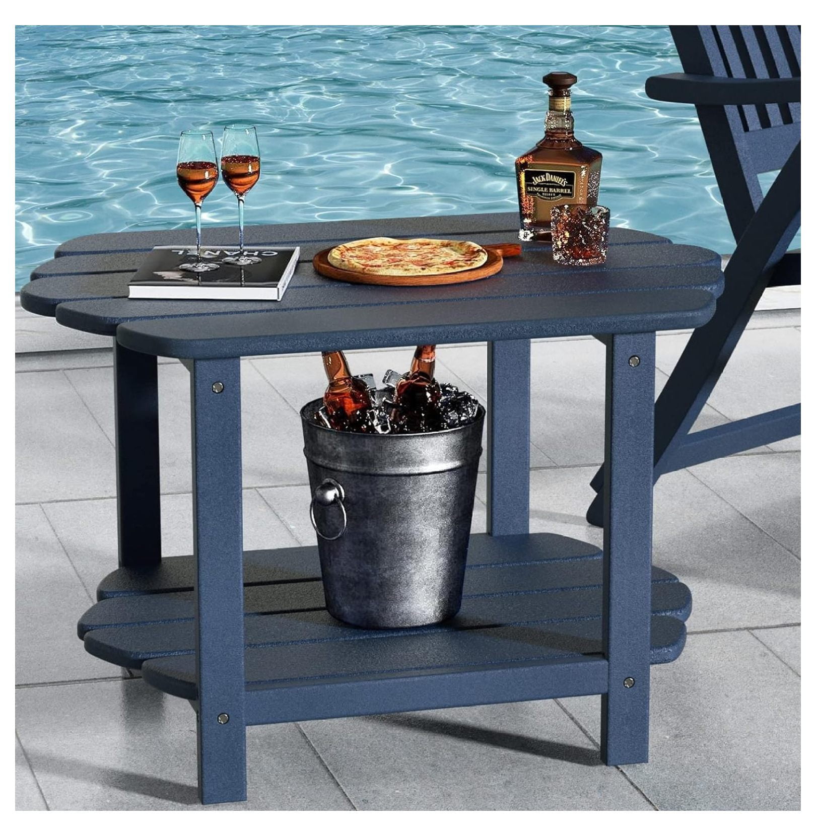 Adirondack Outdoor Side Table-2 Tier Irregular Patio Table Oversize ...