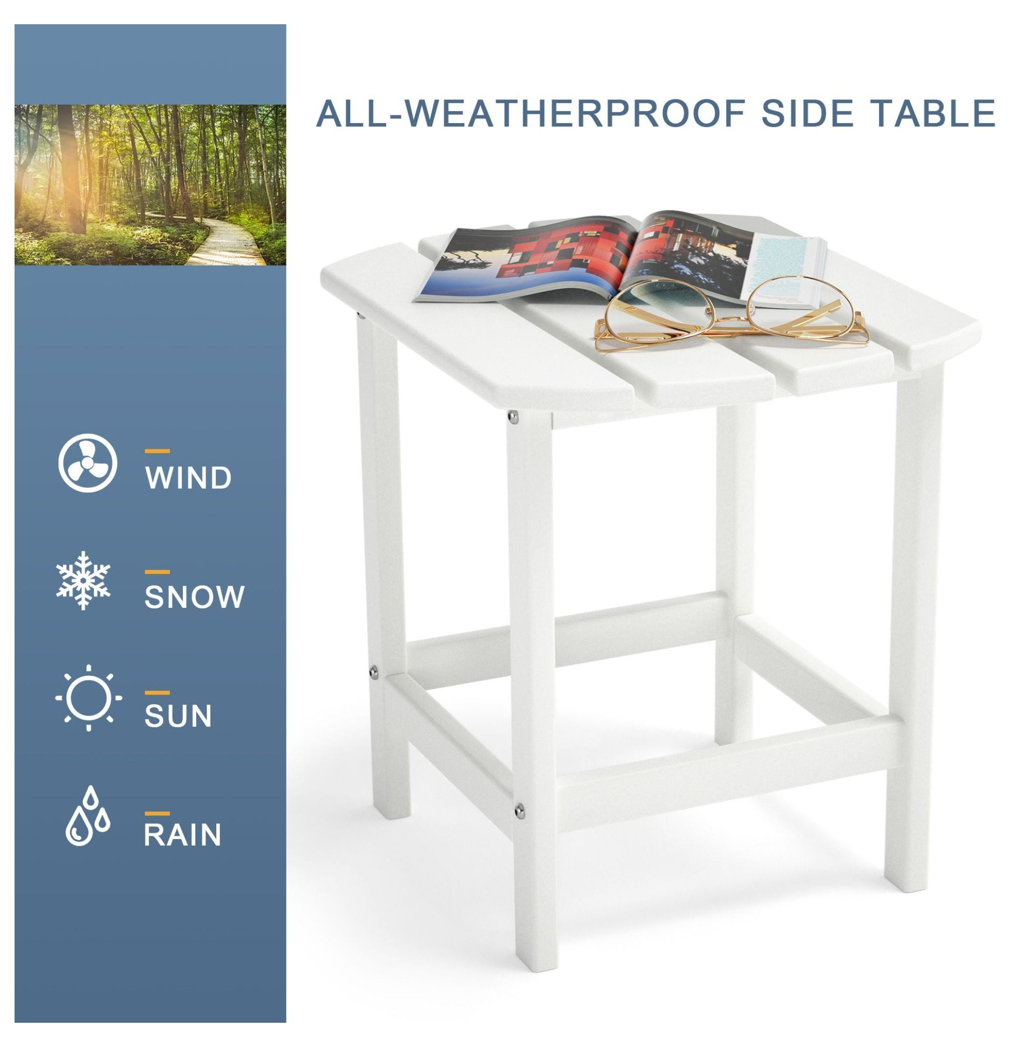 Adirondack Outdoor Side Table; HDPE Plastic End Tables for Patio ...