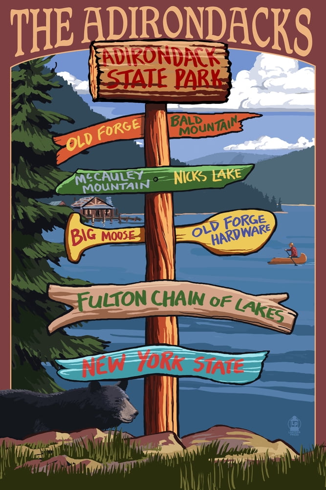 Adirondack Park, New York, The Adirondacks, Destinations Sign (24x36 ...