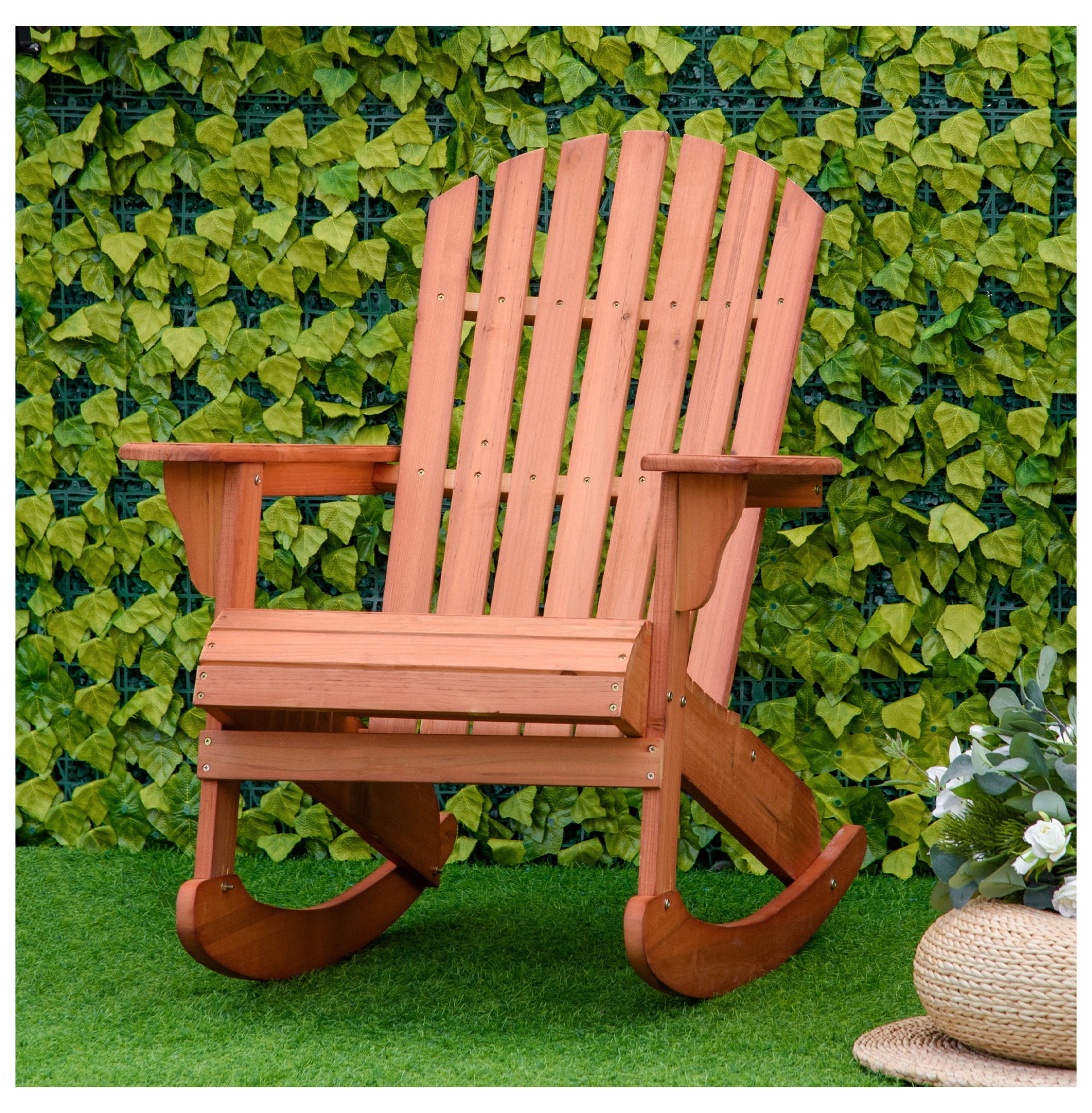 Adirondack Rocking Chair, Teak Wood, Slatted Design, Ergonomic, Rustic ...