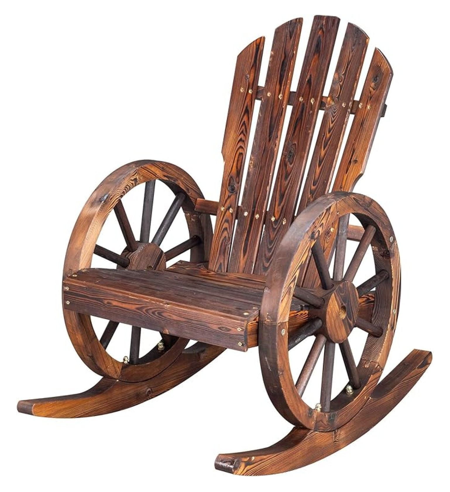 Adirondack Rocking Chair, Wood Wagon Rocker, Outdoor Wooden Carbonized ...